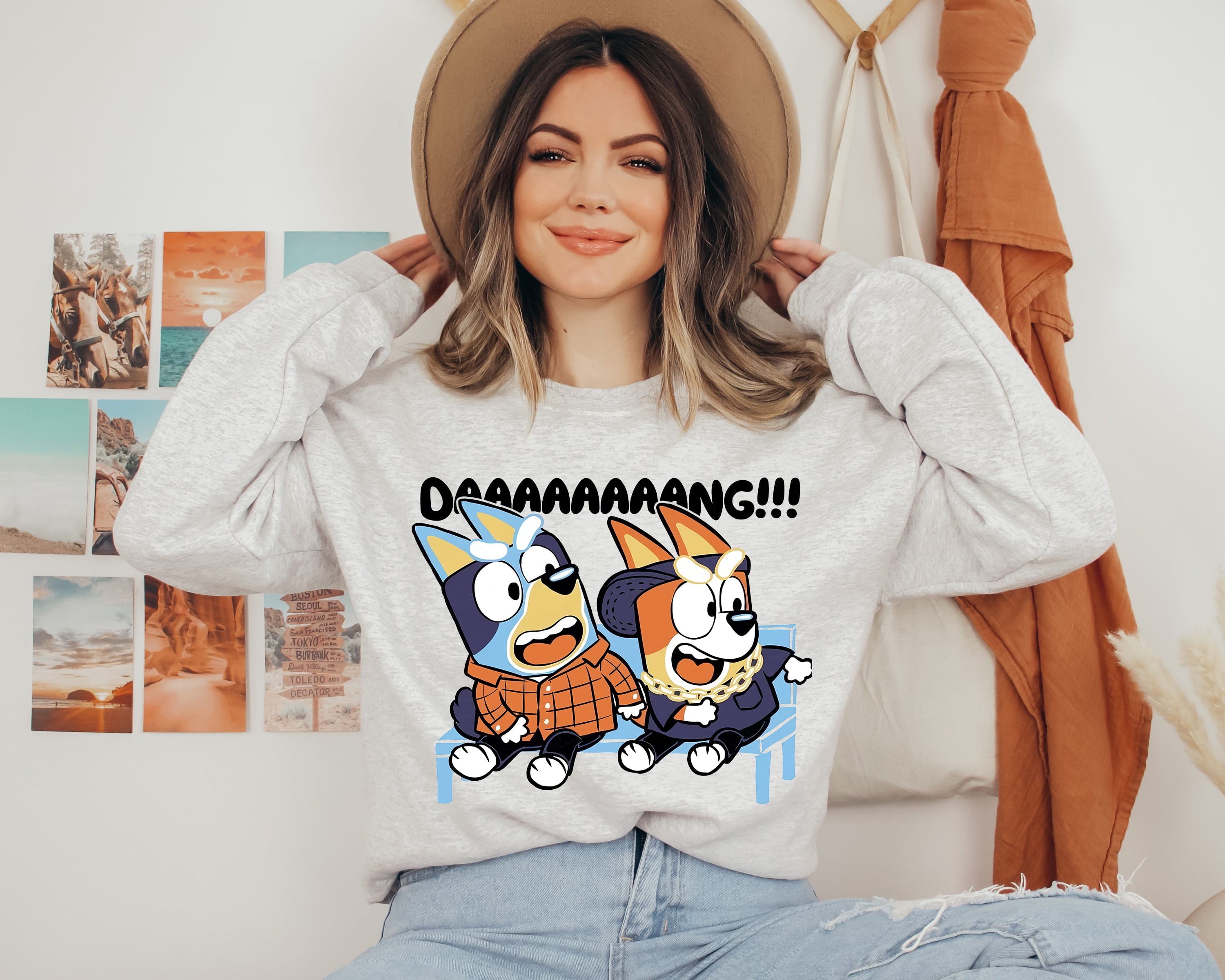 Bluey Friday Craig And Smokey Damn Funny T-Shirt Crewneck Sweatshirt, Size 2Xl, Tee Sand New ...