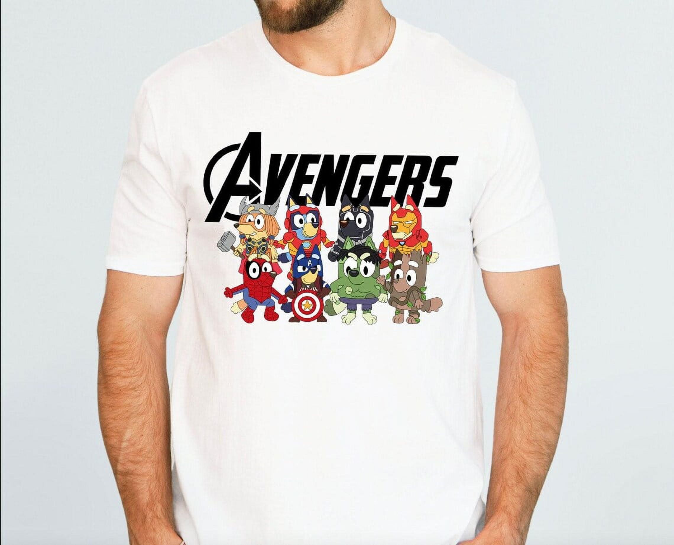 Bluey Friends Heroes T-Shirt, Blue Superheroes Shirt Cartoon Characters ...