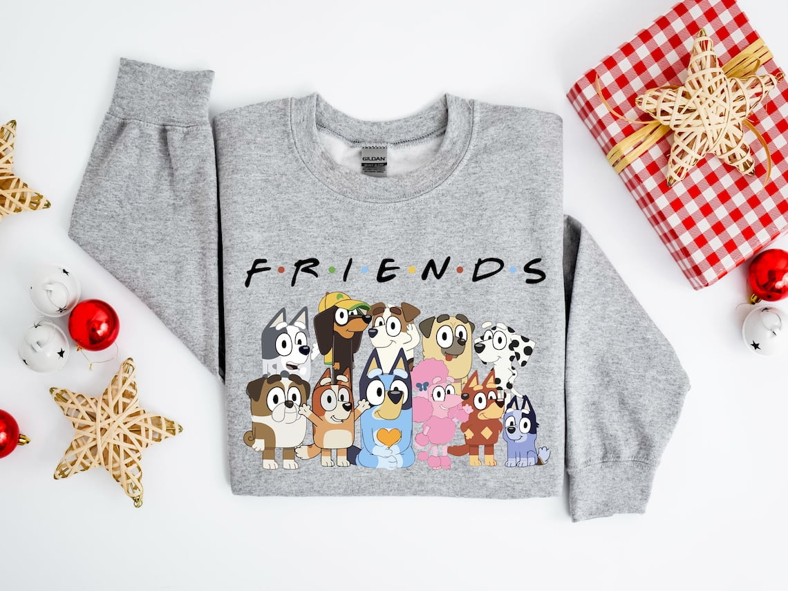Bluey Friends Hoodie, Animated Show Sweatshirt, Bluey Family Clothing ...