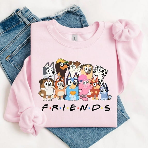 Bluey Friends Sweatshirt: Cartoon Dog Family Tee, Christmas Gift ...