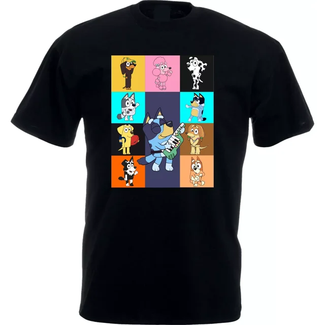 Bluey Friends T-Shirt, Cartoon Characters Design, Funny Puppy Tee ...