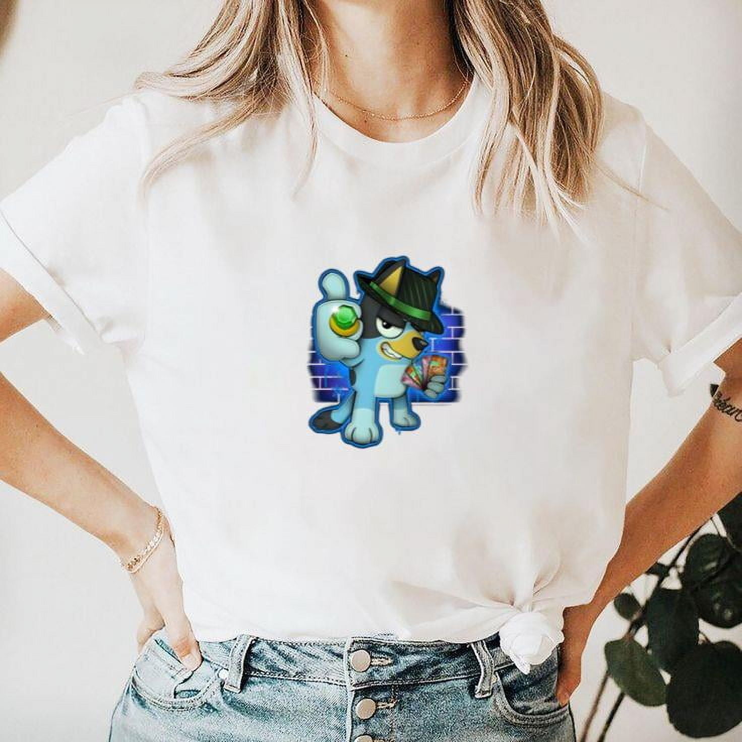 Bluey Gangsta Style Bling Ring And Cards Bandit Heeler Chilli Funny T ...