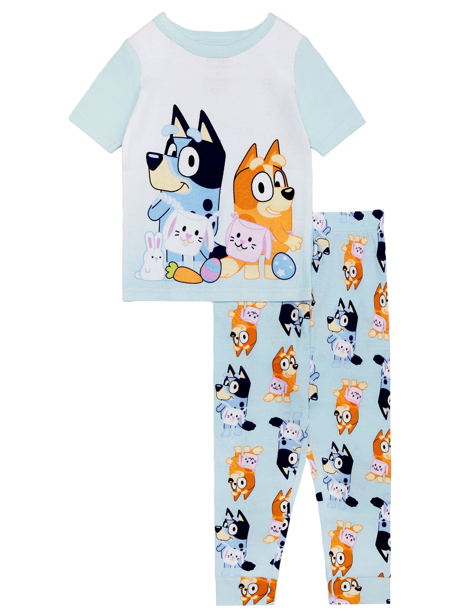 Bluey Girls 2- Piece Easter Short Sleeve and Pant Pajamja Set, Sizes 4 ...