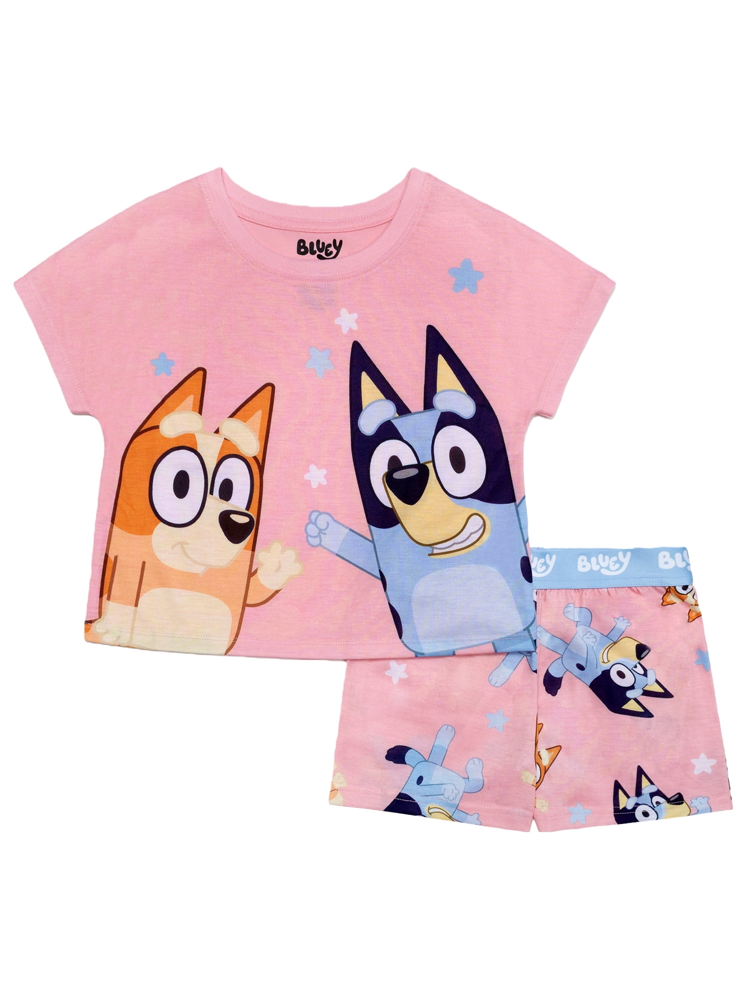 Bluey Girls 2-Piece Jersey Short Sleeve Top and Short, Sizes 4-12 ...