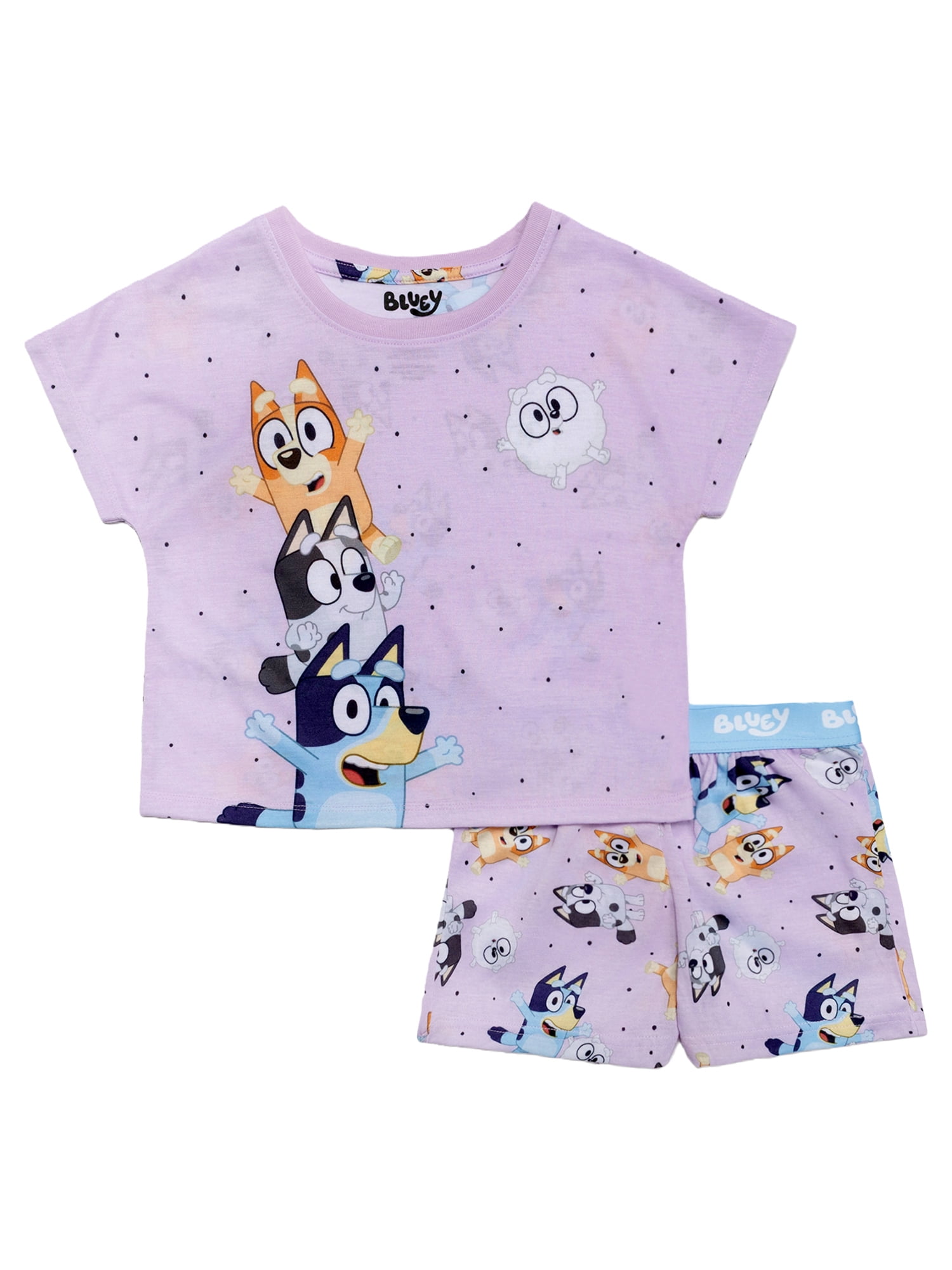 Bluey Girls 2-Piece Jersey Short Sleeve Top and Short, Sizes 4-12 ...