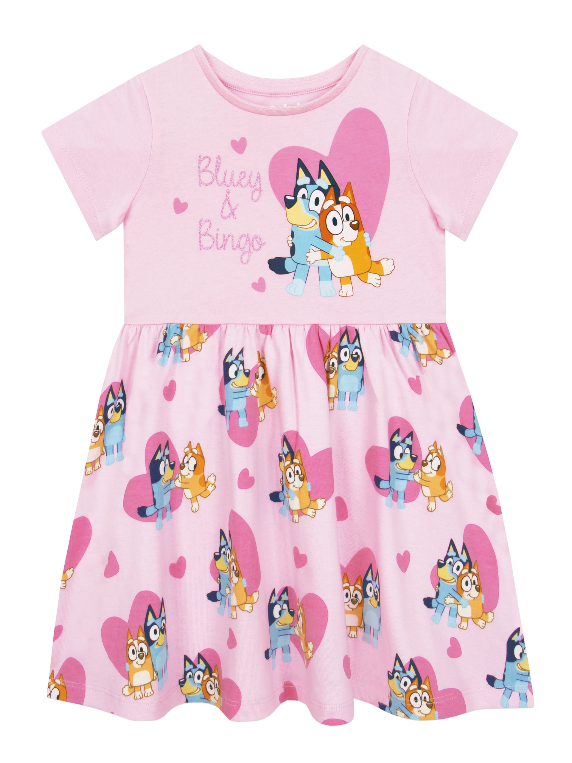 Bluey Girls Dress Pink Sizes 2T-8 - Walmart.com