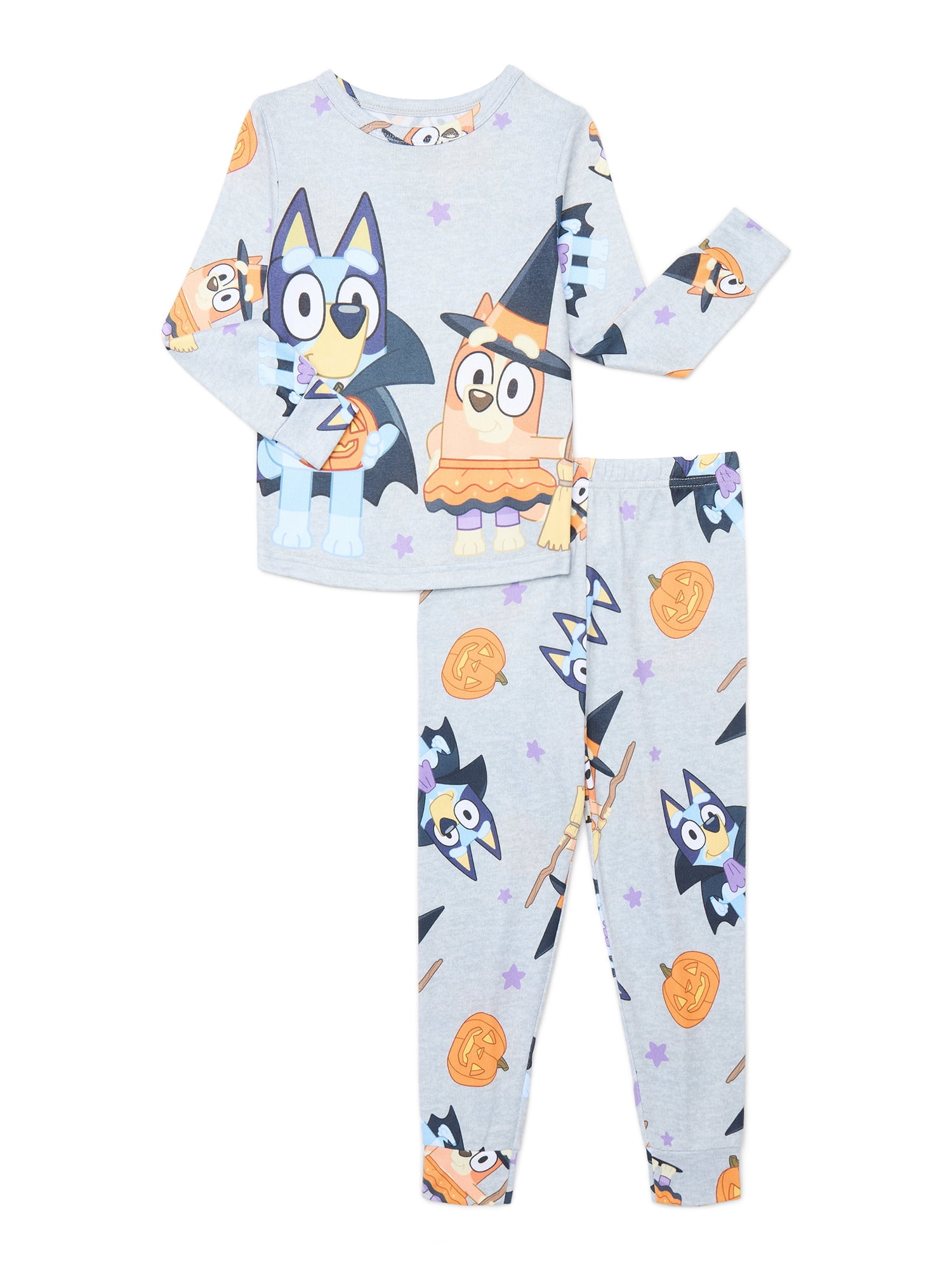 Bluey and Bingo Girls Halloween Long Sleeve Tee and Pants Pajama Set, 2 ...