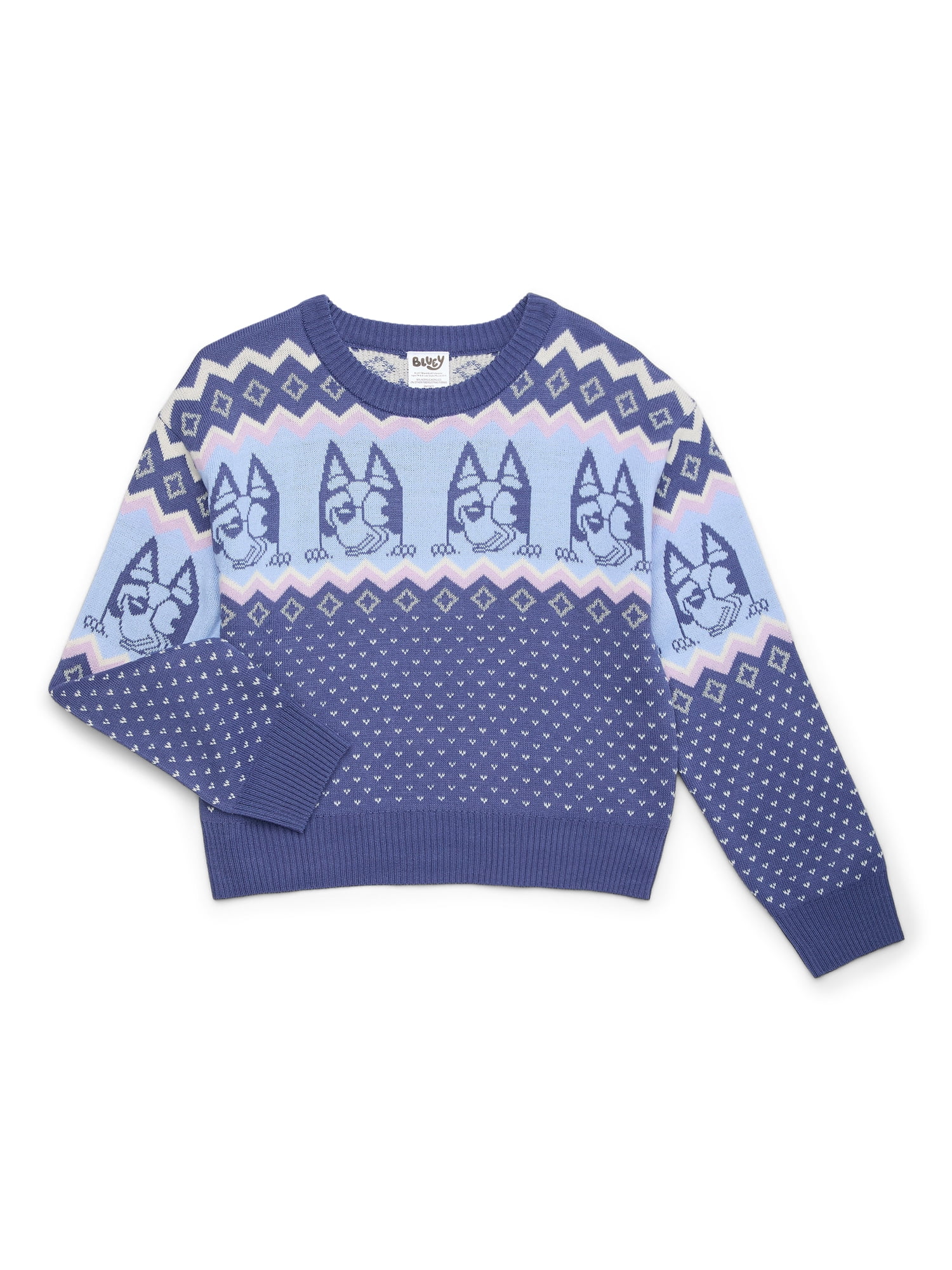 Bluey Girls Metallic Lurex Holiday Sweater, Sizes 4-16 - Walmart.com