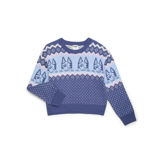 Bluey Girls Metallic Lurex Holiday Sweater, Sizes 4-16 - Walmart.com