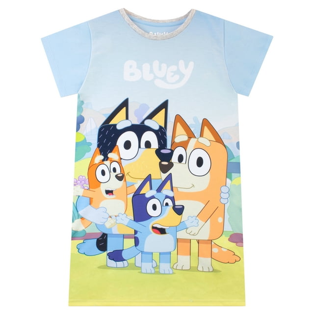 Bluey Toddler Girls Sleepwear Nightdress with Family Portrait, Pyjamas ...