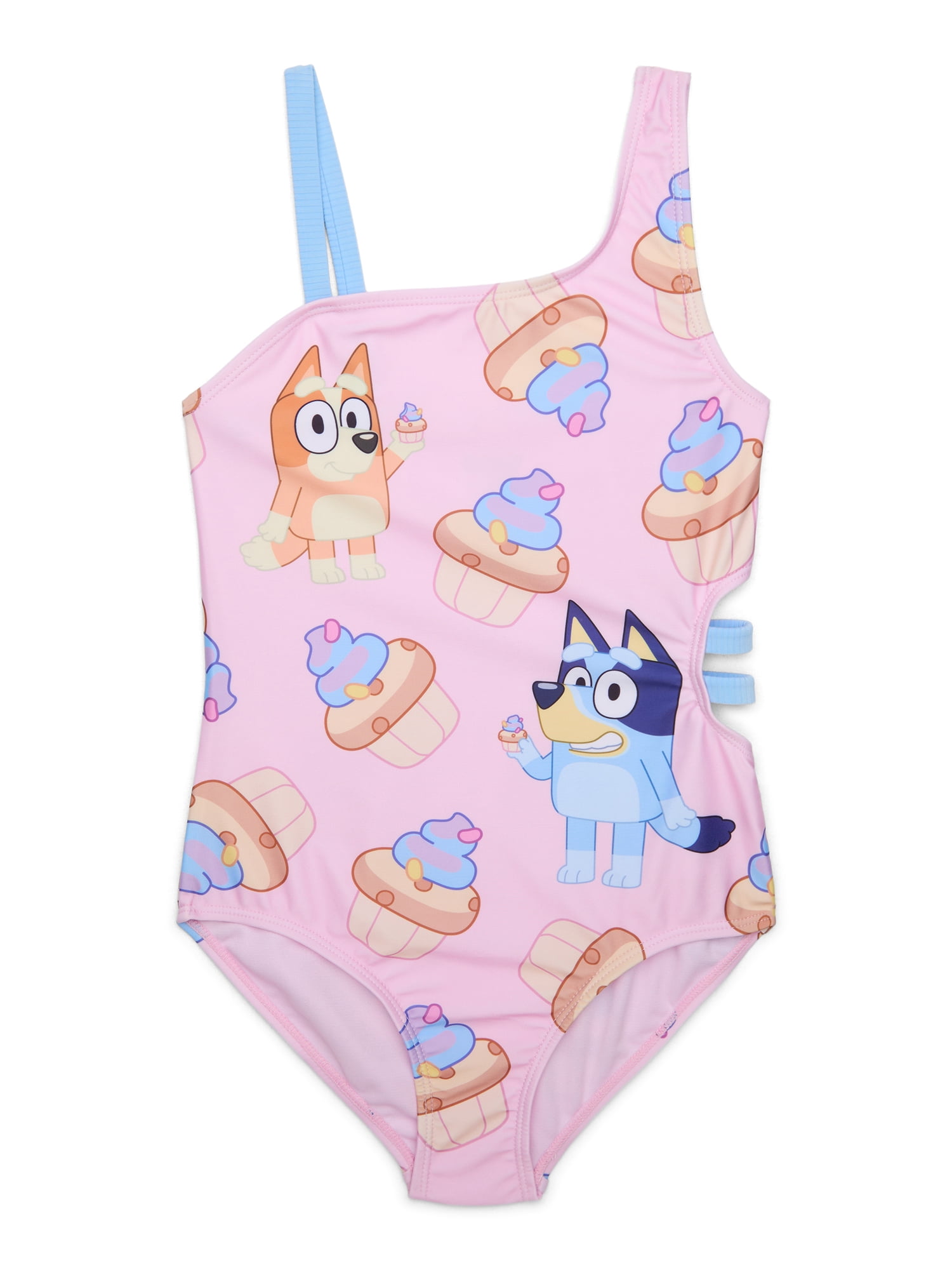 Bluey and Bingo Girls Cupcake Graphic One-Piece Swimsuit with UPF 50+, Sizes 4-12 - Walmart.com