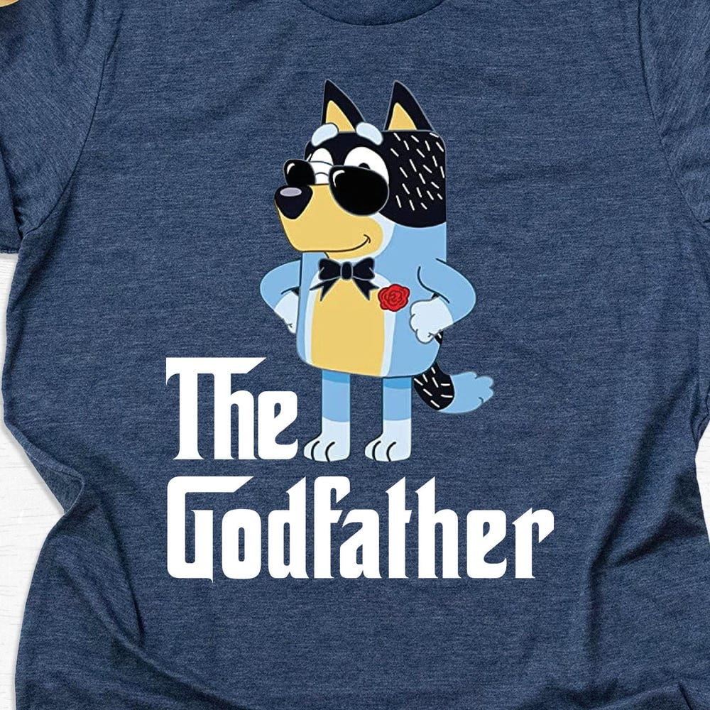 Bluey The Godfather Shirt, Cool Dog Cartoon Graphic Tee, Father'S Day ...