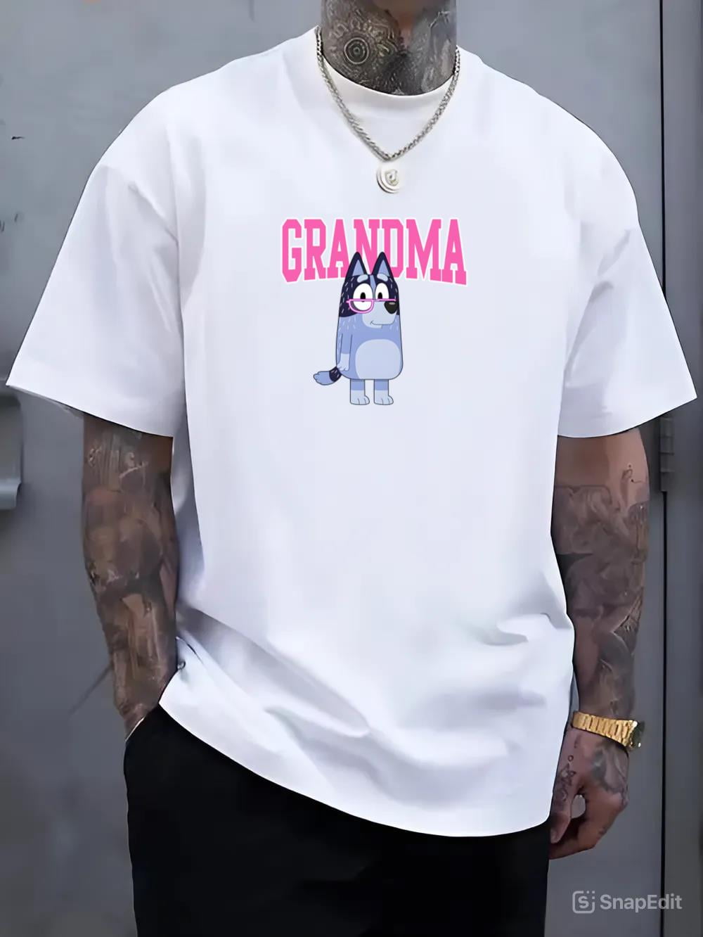 Bluey Grandma Cartoon Gift For Nana Family Fan Style Heeler Dogs T ...