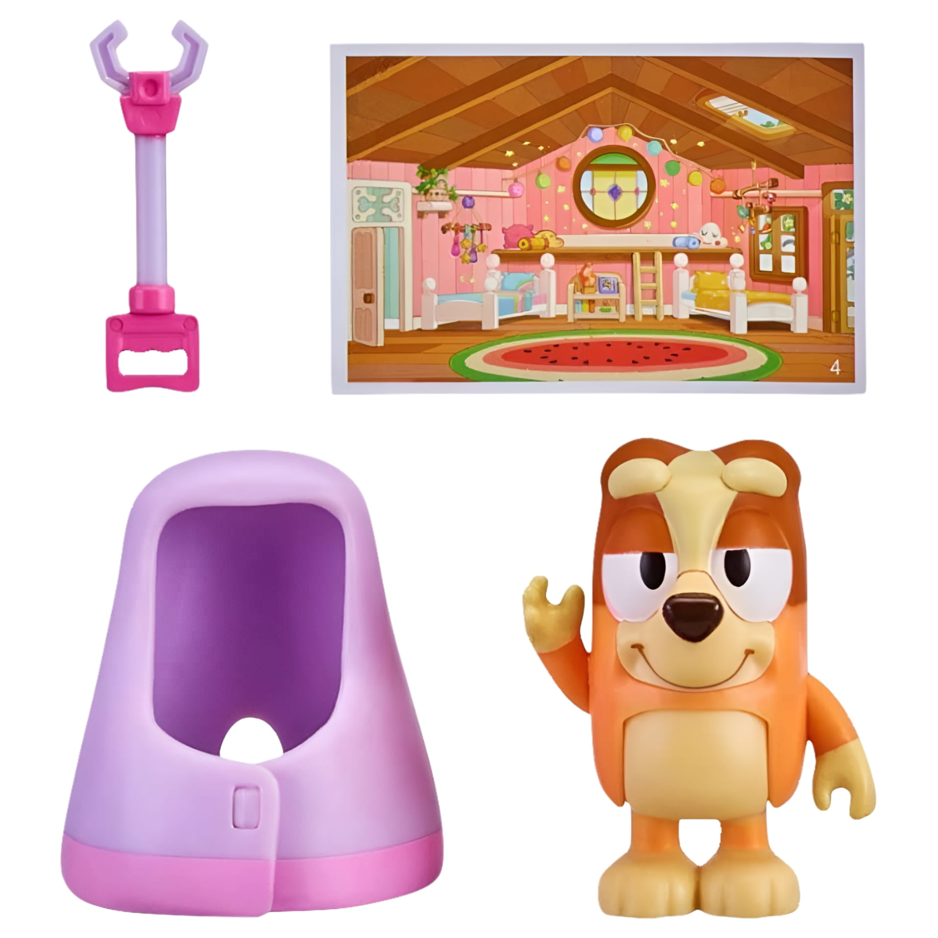 Bluey Grannies Bingo Toy - Mini Figure & Accessory with Purple Hood ...