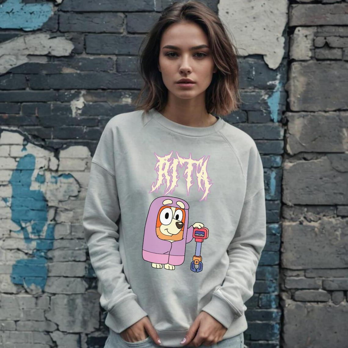 Bluey Granny Rita Bluey Metal Shirt, Deathmetal Design, Emo Style ...