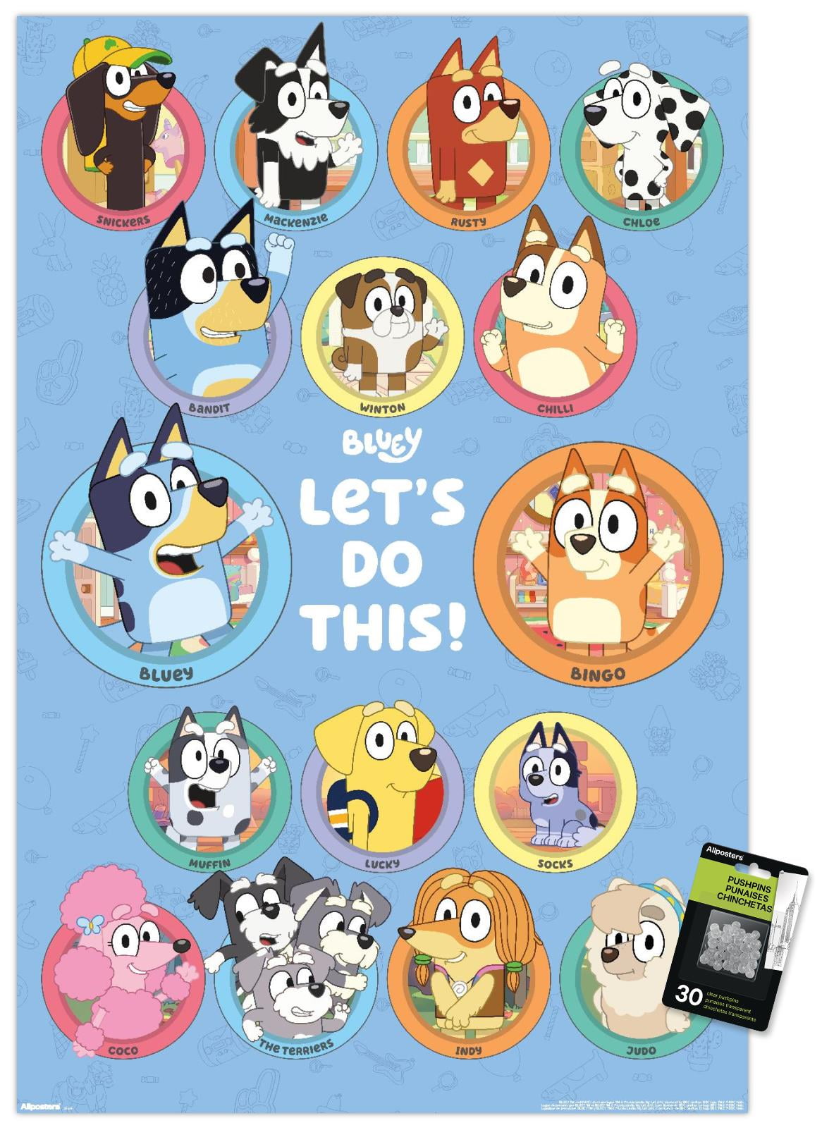 Bluey - Grid Wall Poster with Push Pins, 22.375" x 34" - Walmart.com