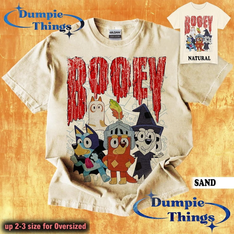 Bluey Halloween Shirt, Booey Halloween Tee, Spooky Vibes, Blue Cartoon ...