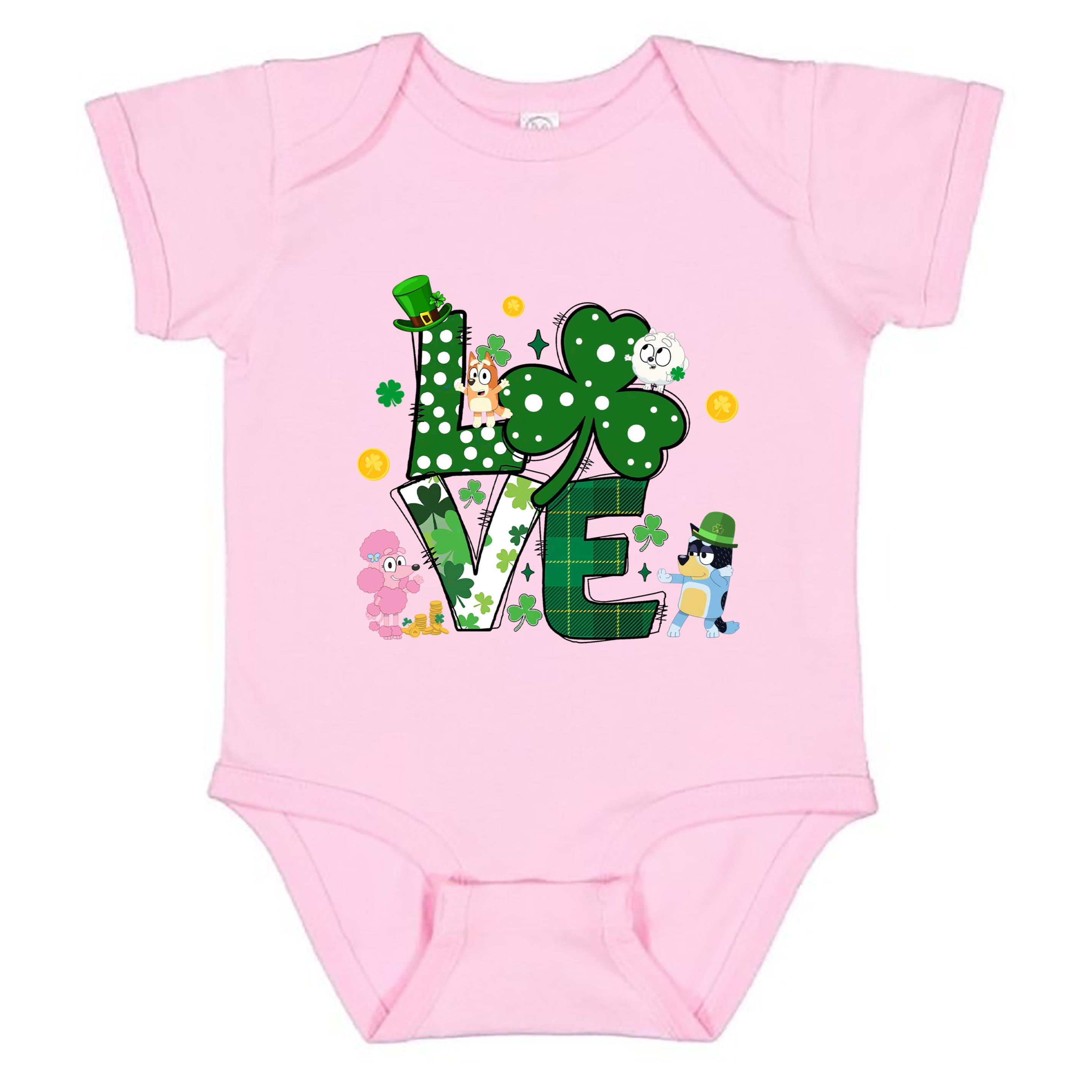 Bluey Happy St. Patrick'S Day Baby Bodysuit Bluey Love Green Leaf Baby ...