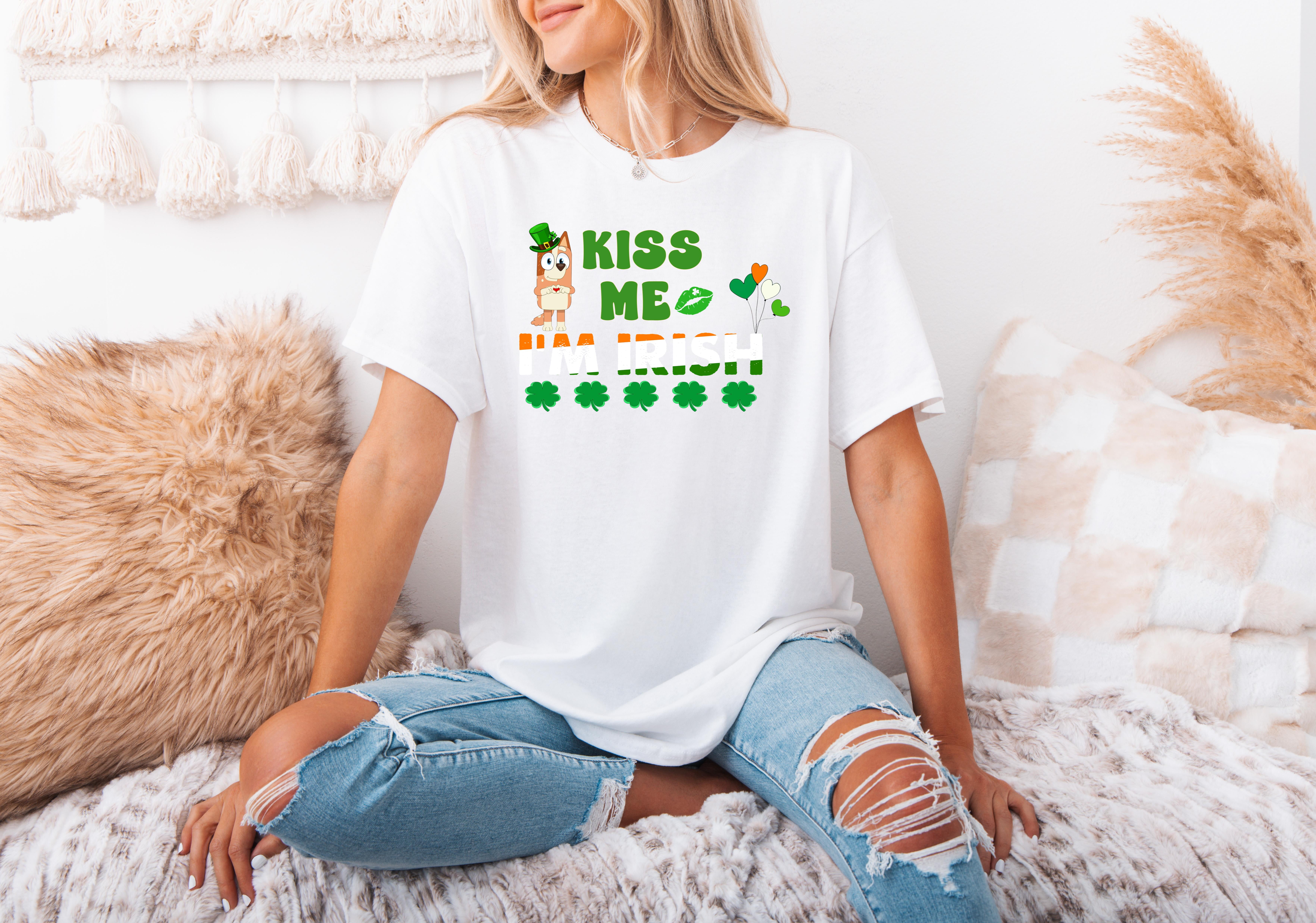Bluey Happy St. Patrick'S Day Shirt, Bingo Kiss Me I'M Irish Shirt, St ...