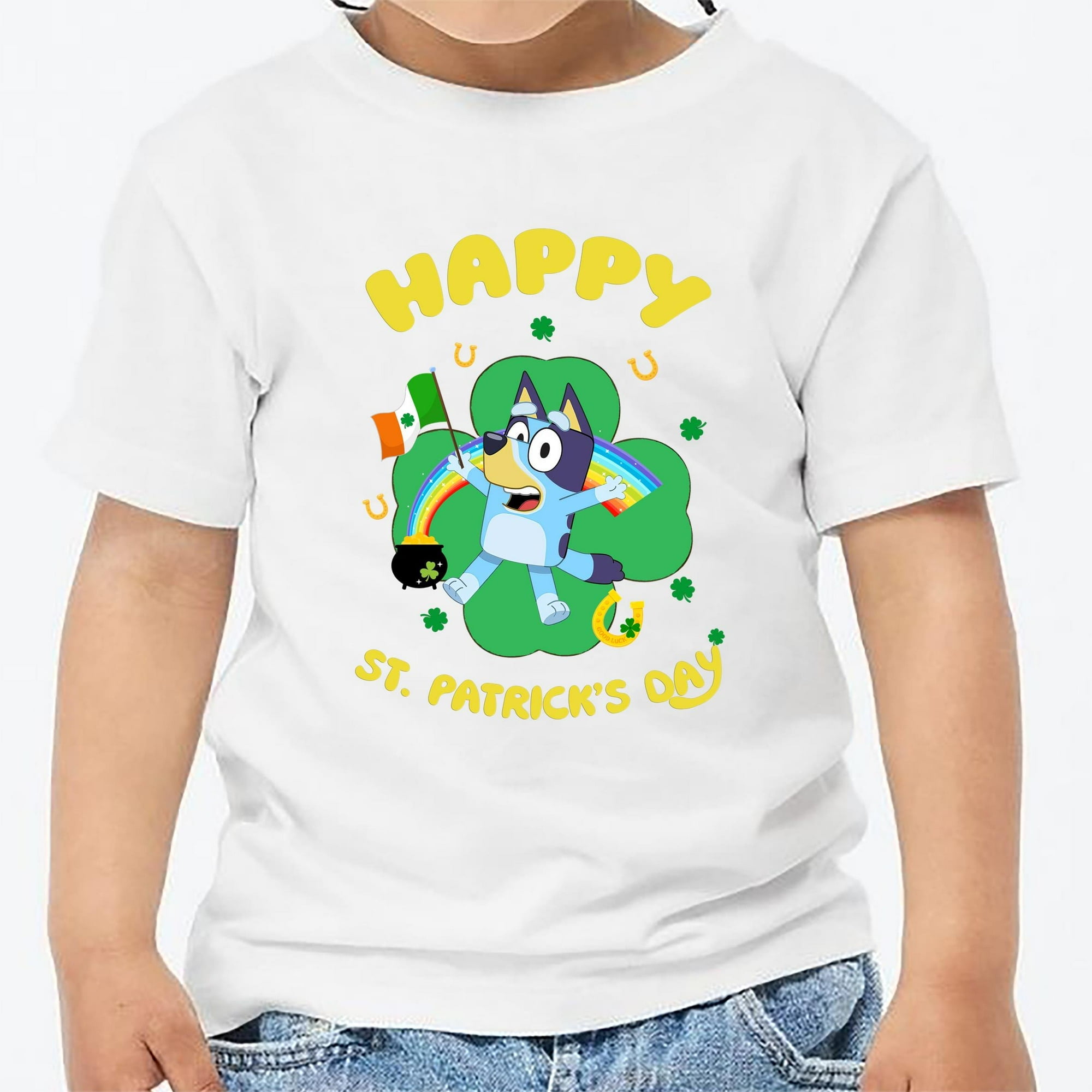 Bluey Happy St. Patrick's Day, Lucky Shamrock Design, Festive Wear ...