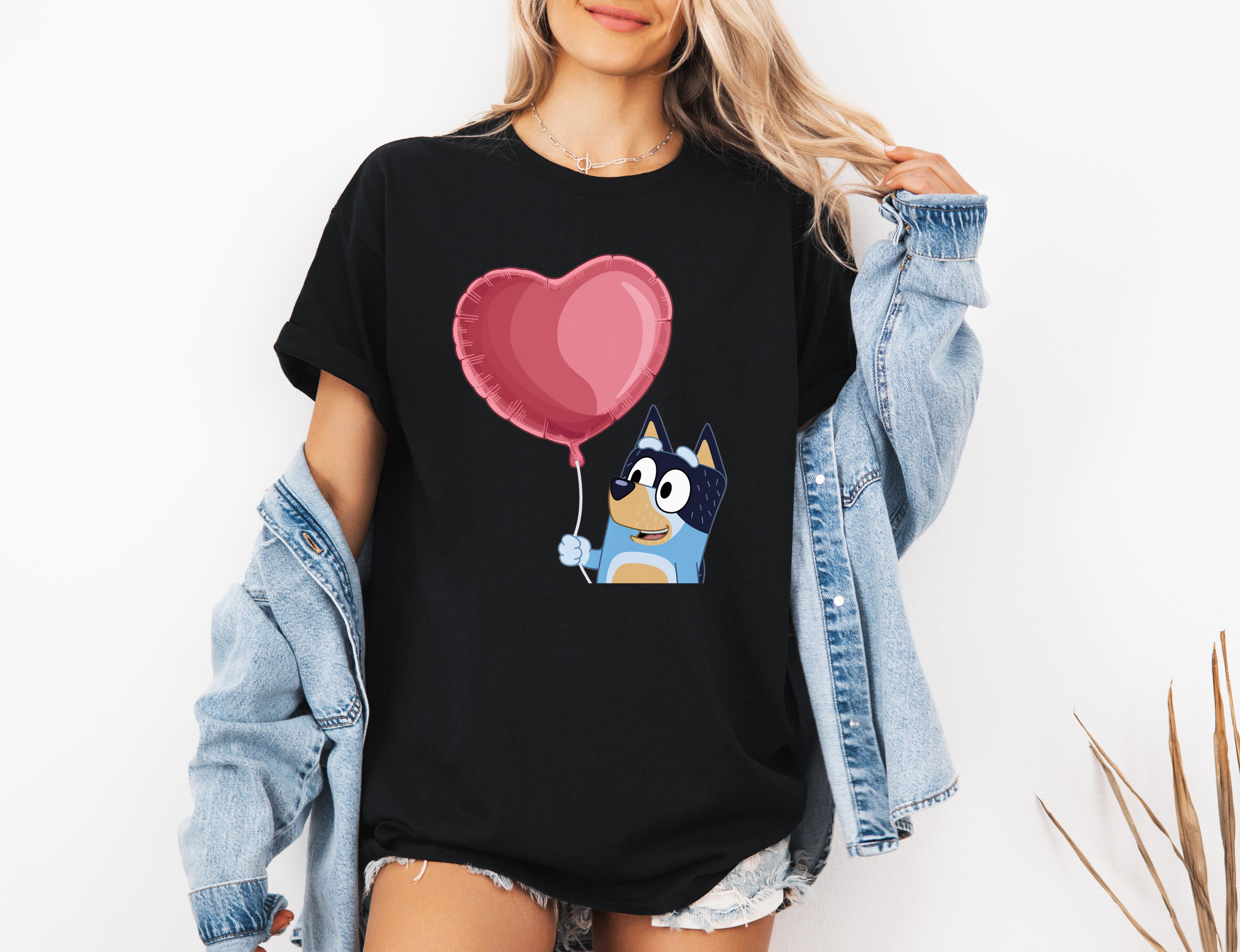 Bluey Heart Balloons Bluey T-shirt, Fun Love Design, Unisex S-5XL Shirt ...