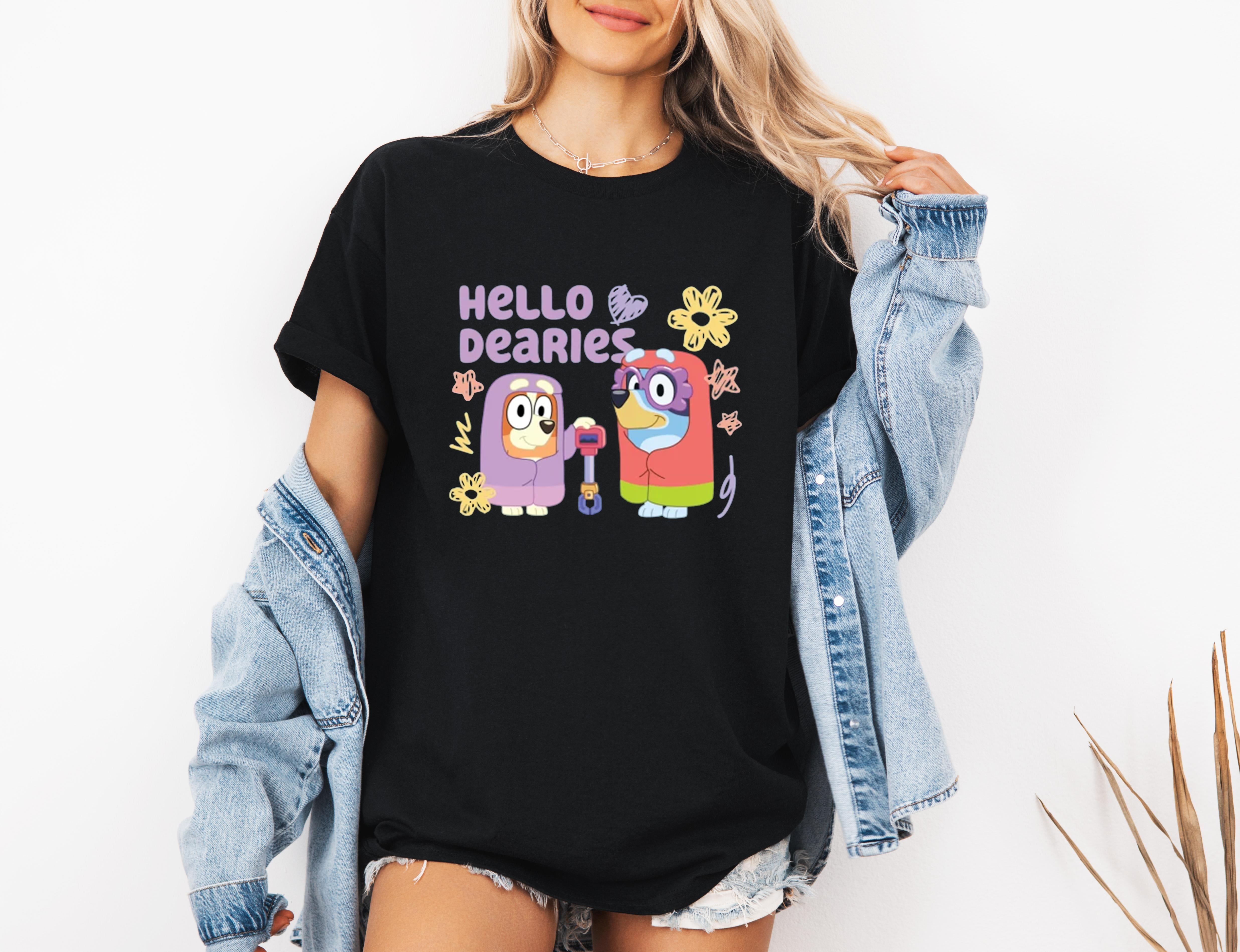 Bluey Hello Dearies Bluey T-shirt, Fun Cartoon Design, Unisex S-5XL ...