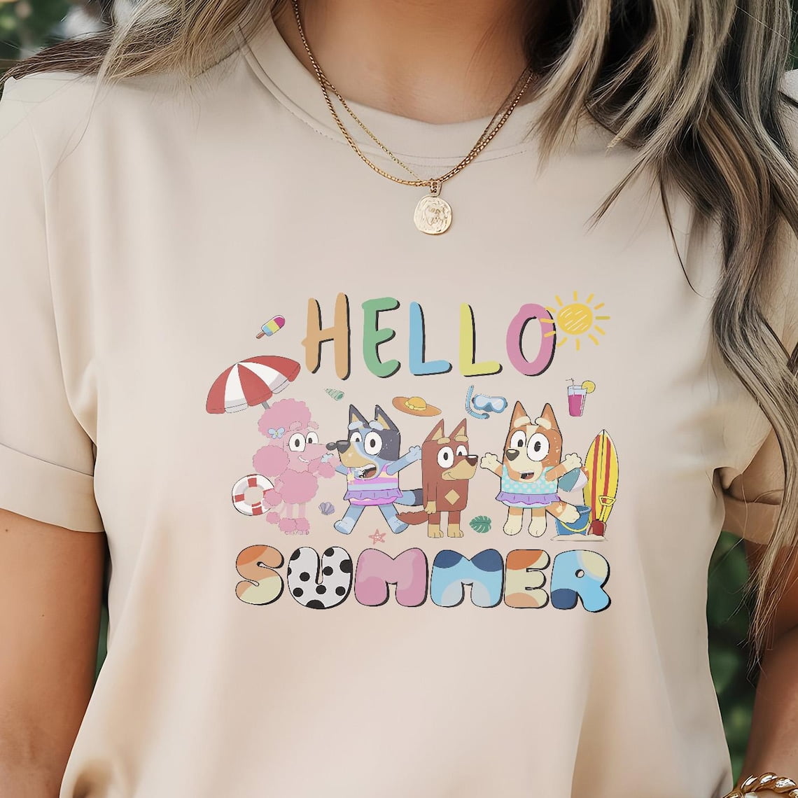 Bluey Hello Summer Bluey Shirt, Bluey Summer Vacation Tee, Summer Shirt ...