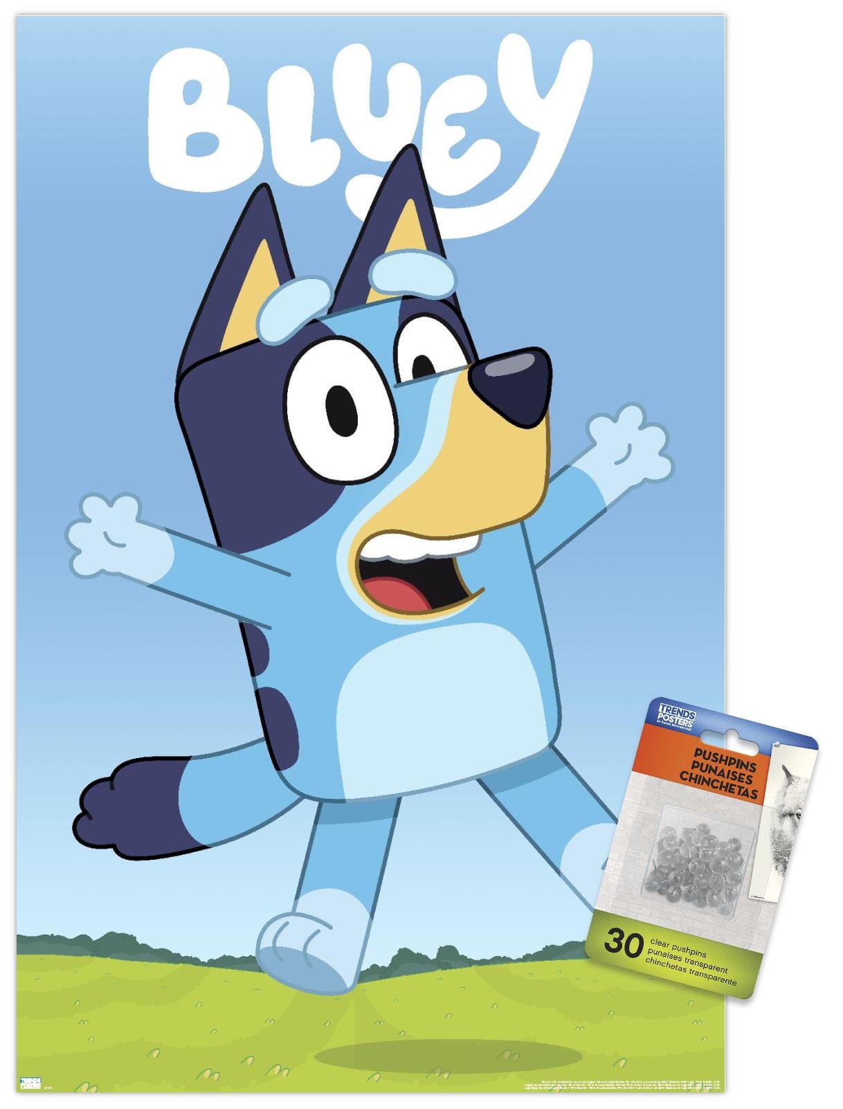 Bluey - Hey Wall Poster with Push Pins, 14.725" x 22.375" - Walmart.com