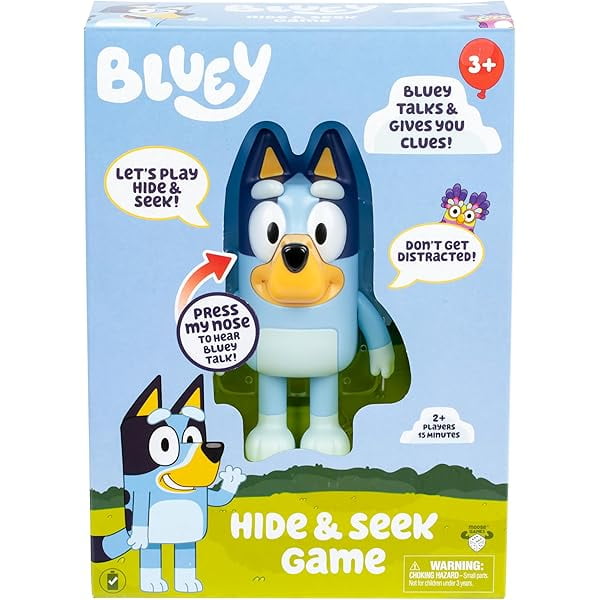 Bluey Hide & Seek Game, Hide The Figure and Press her Nose to Start The ...
