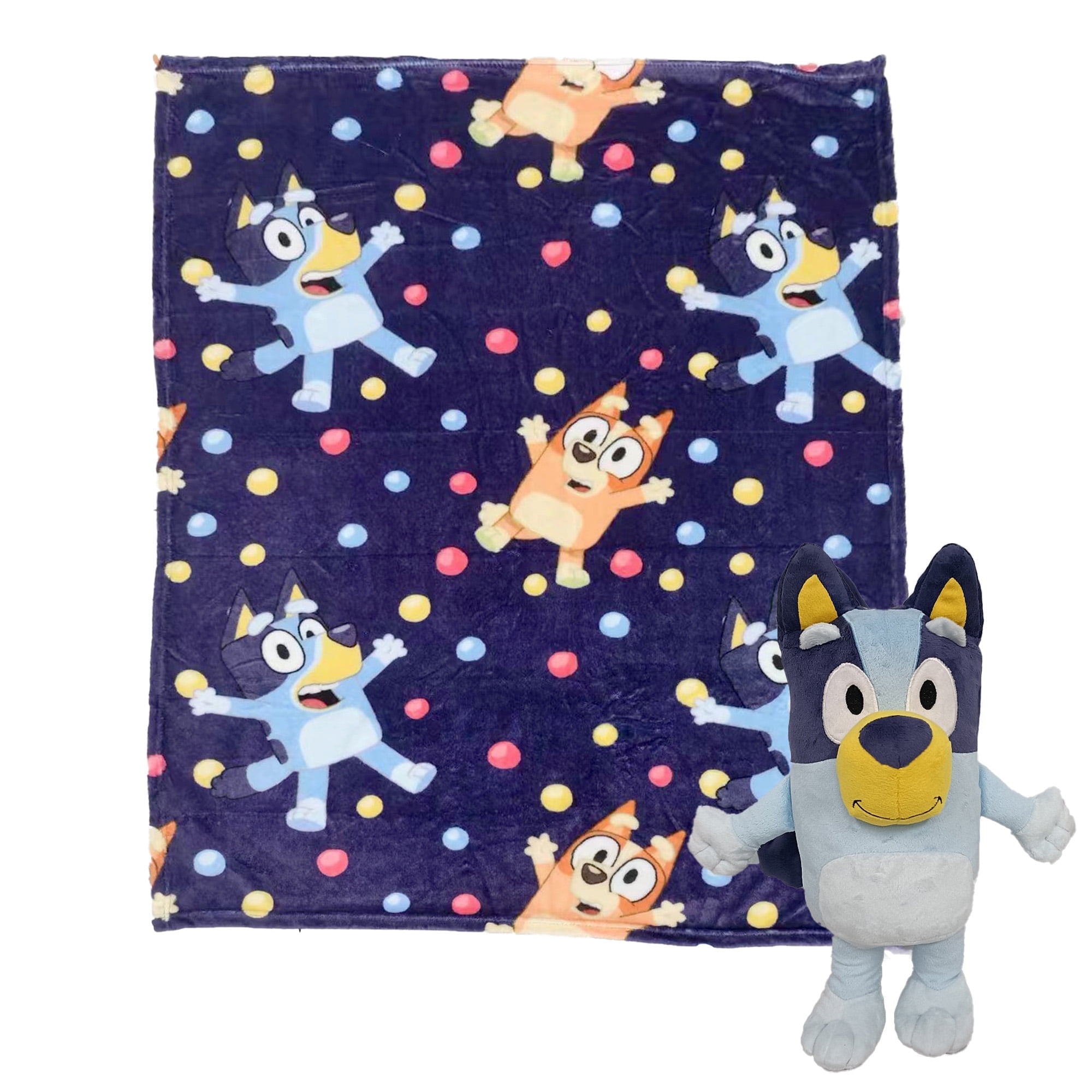 Bluey Silk Touch Kids Soft Throw Blanket with Character Hugger Pillow ...