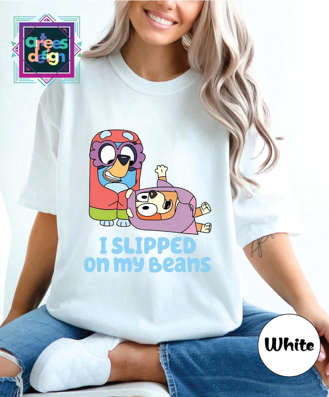 Bluey I Slipped On My Beans Blue T-Shirt Little Grannies Blue Shirt ...