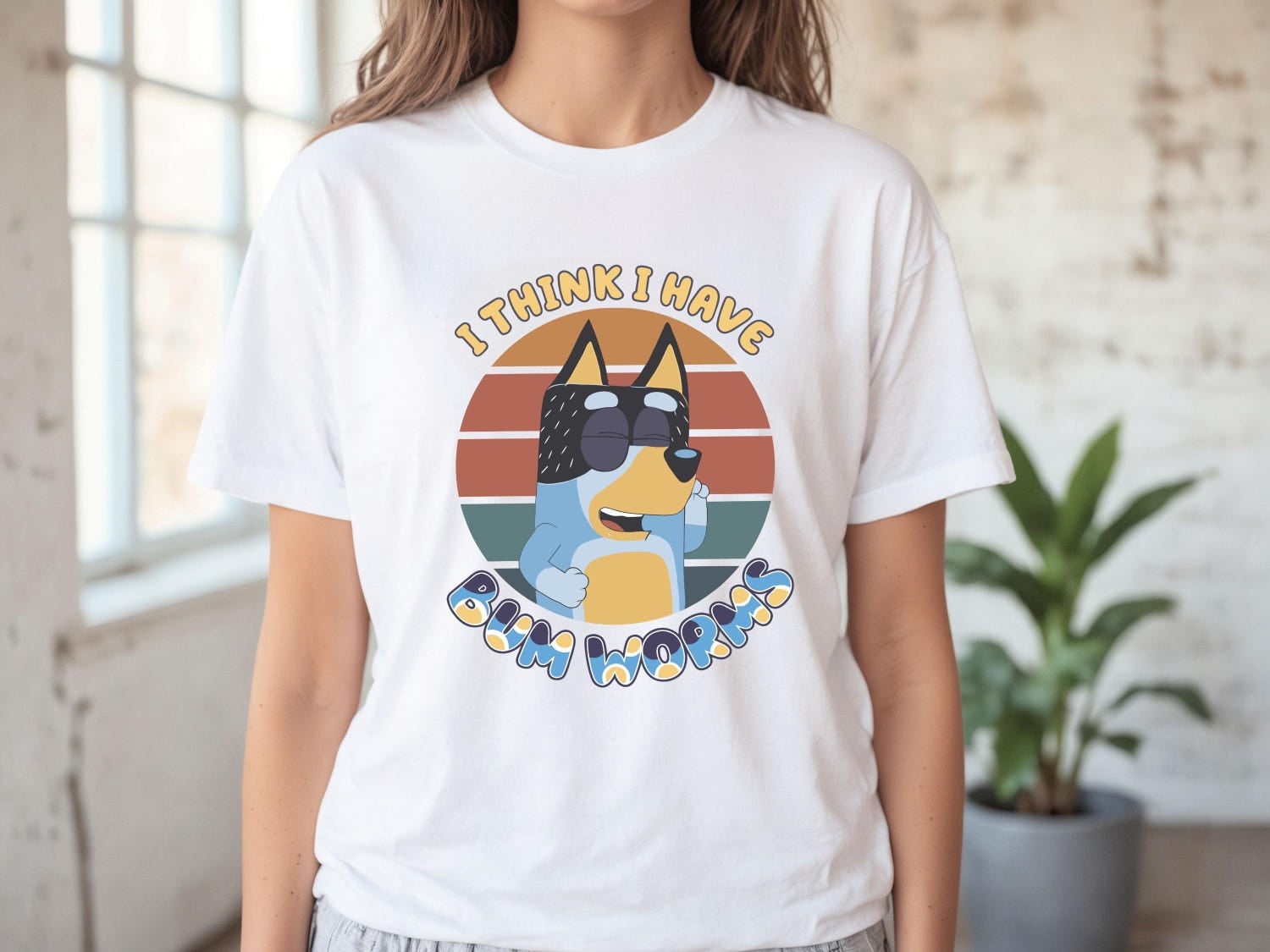 Bluey I Think I Have Bum Worms Retro Style T-Shirt, Funny Quote Design ...