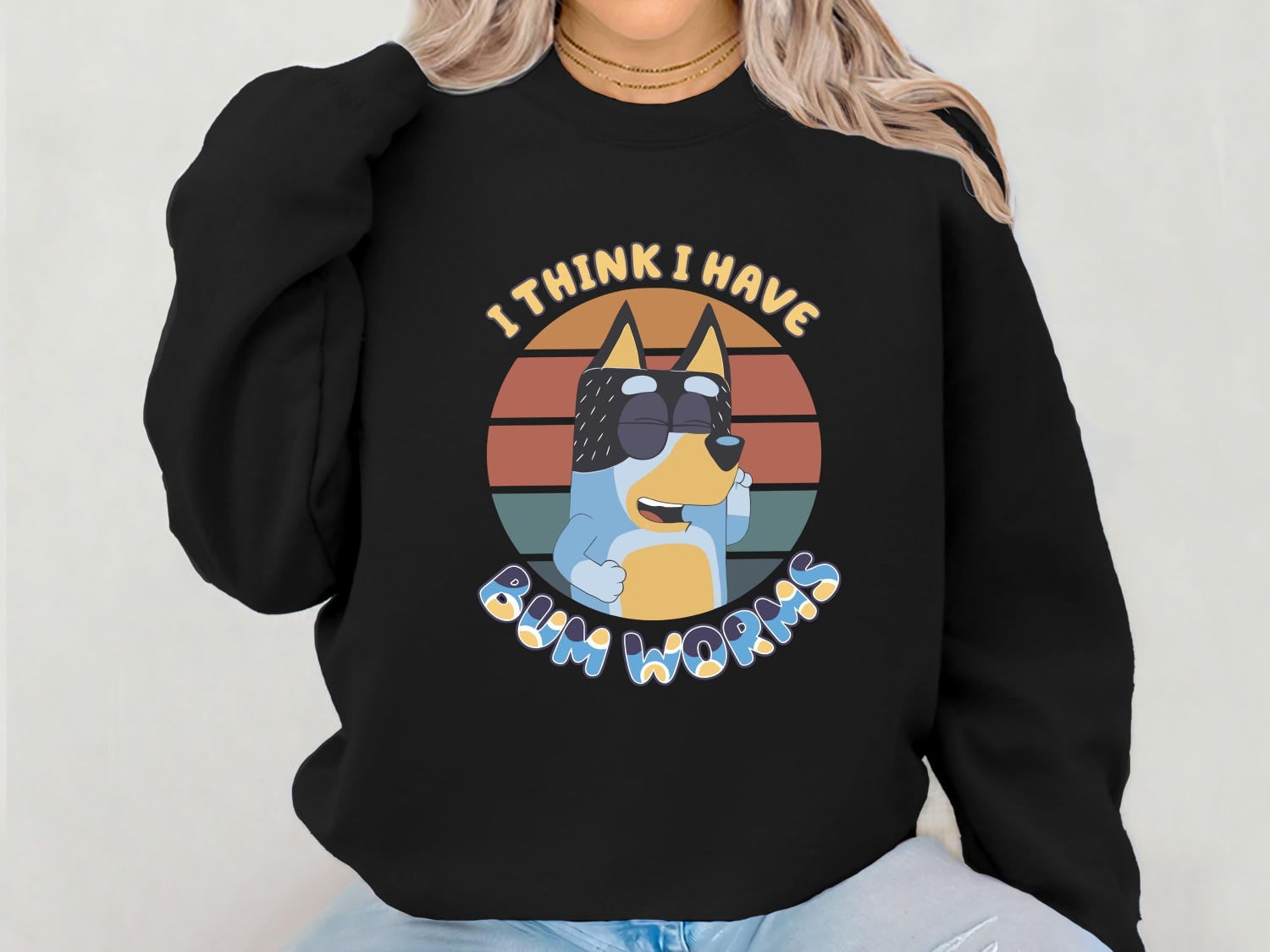 Bluey I Think I Have Bum Worms T-Shirt, Retro Cartoon Design, Unisex S ...