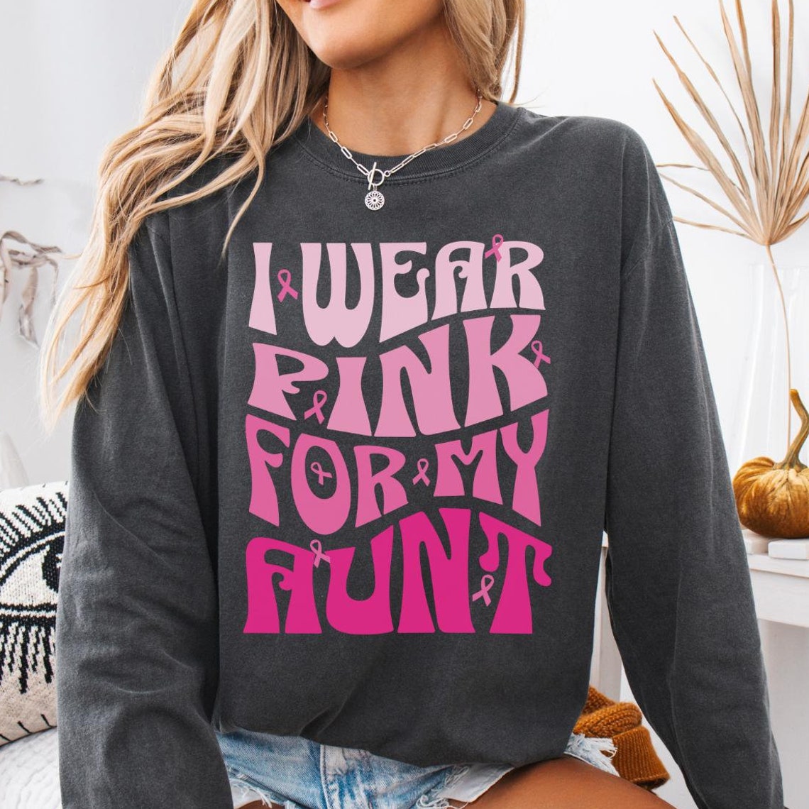 Bluey I Wear Pink For My Aunt Shirt, Color Comfort Shirt, Breast Cancer ...