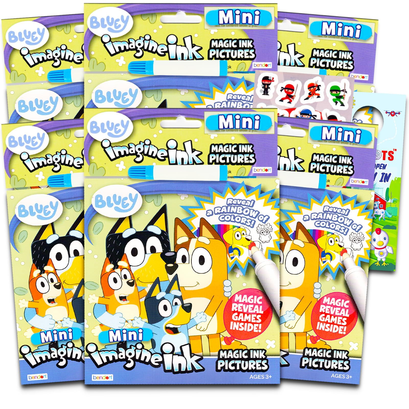 Bluey Imagine Ink Coloring MMF7 Book Set for Kids - 6 Pack No-Mess ...