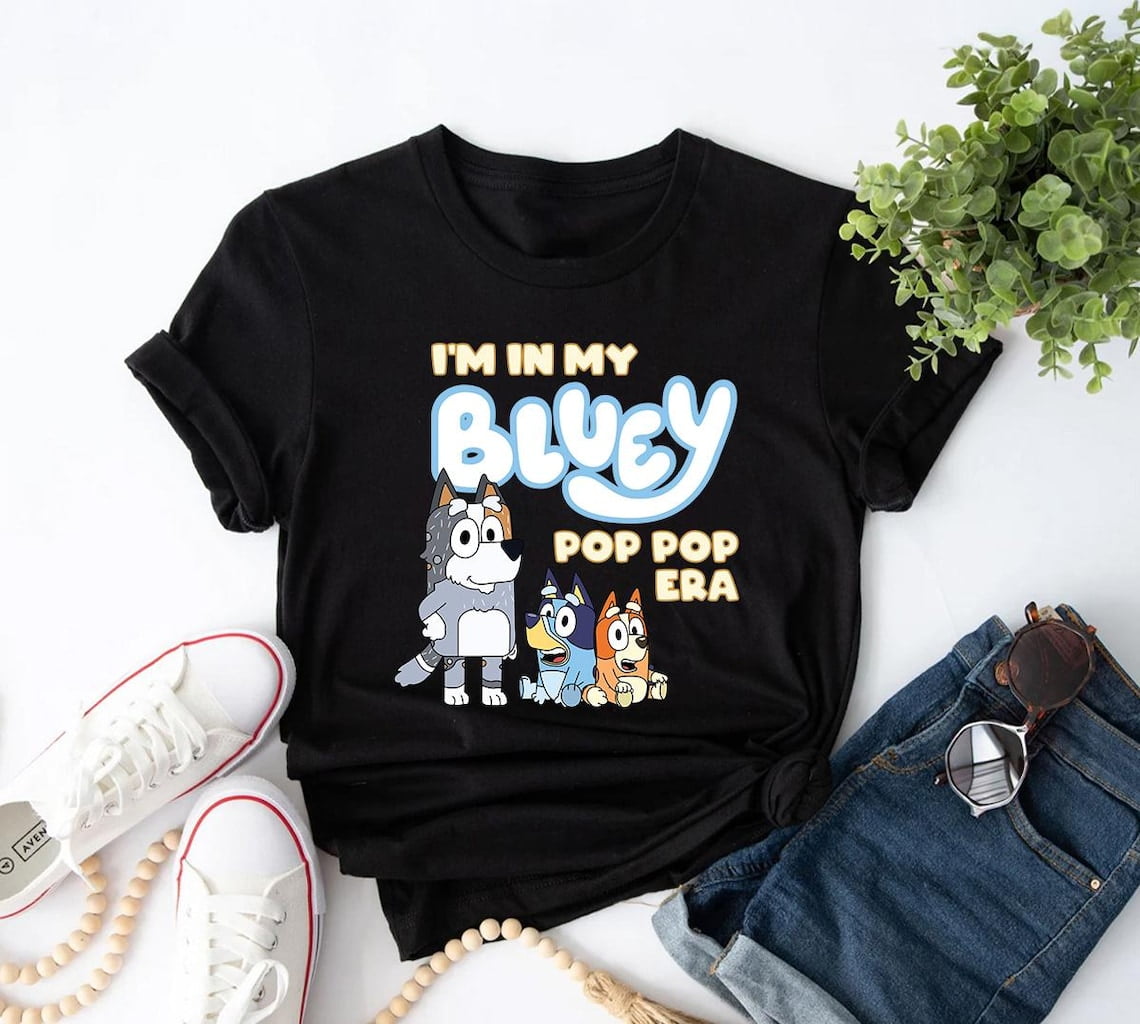 Bluey In My Bluey Pop Pop Era, Unisex S-5XL Hot Trending Shirt ...