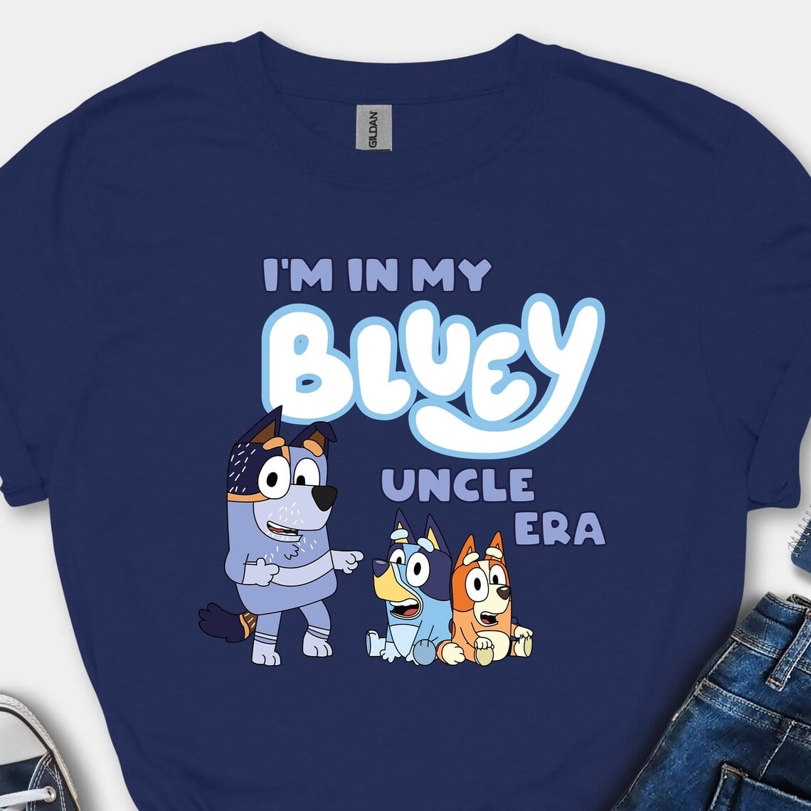 Bluey In My Bluey Uncle Era Shirt, Uncle Stripe Heeler T-Shirt, Bluey ...