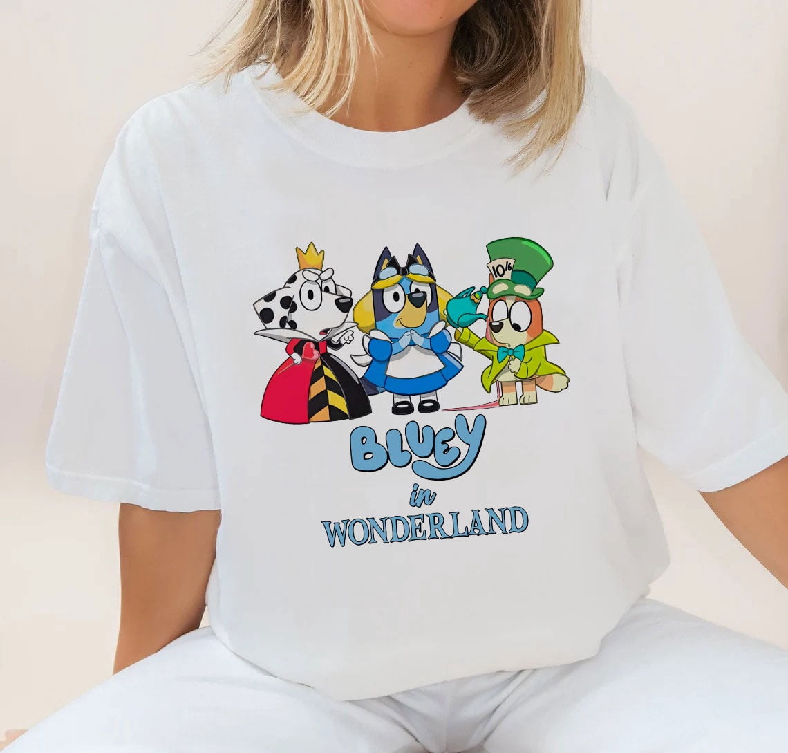 Bluey In Wonderland Shirt, Funny Bluey Characters Cosplay Shirt, Alice ...