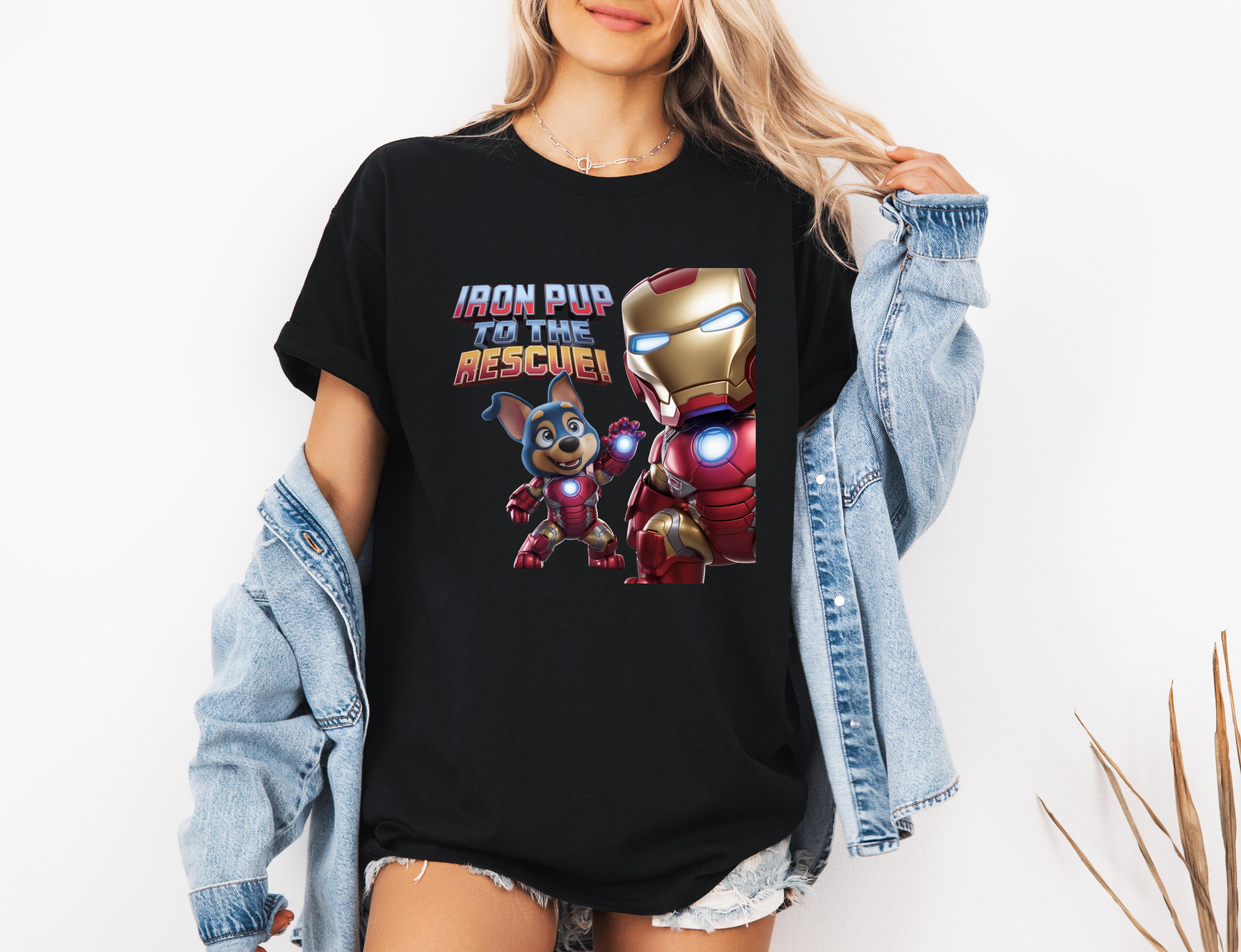 Bluey Iron Pup to the Rescue T-shirt, Heroic Cartoon Dog & Iron Man ...
