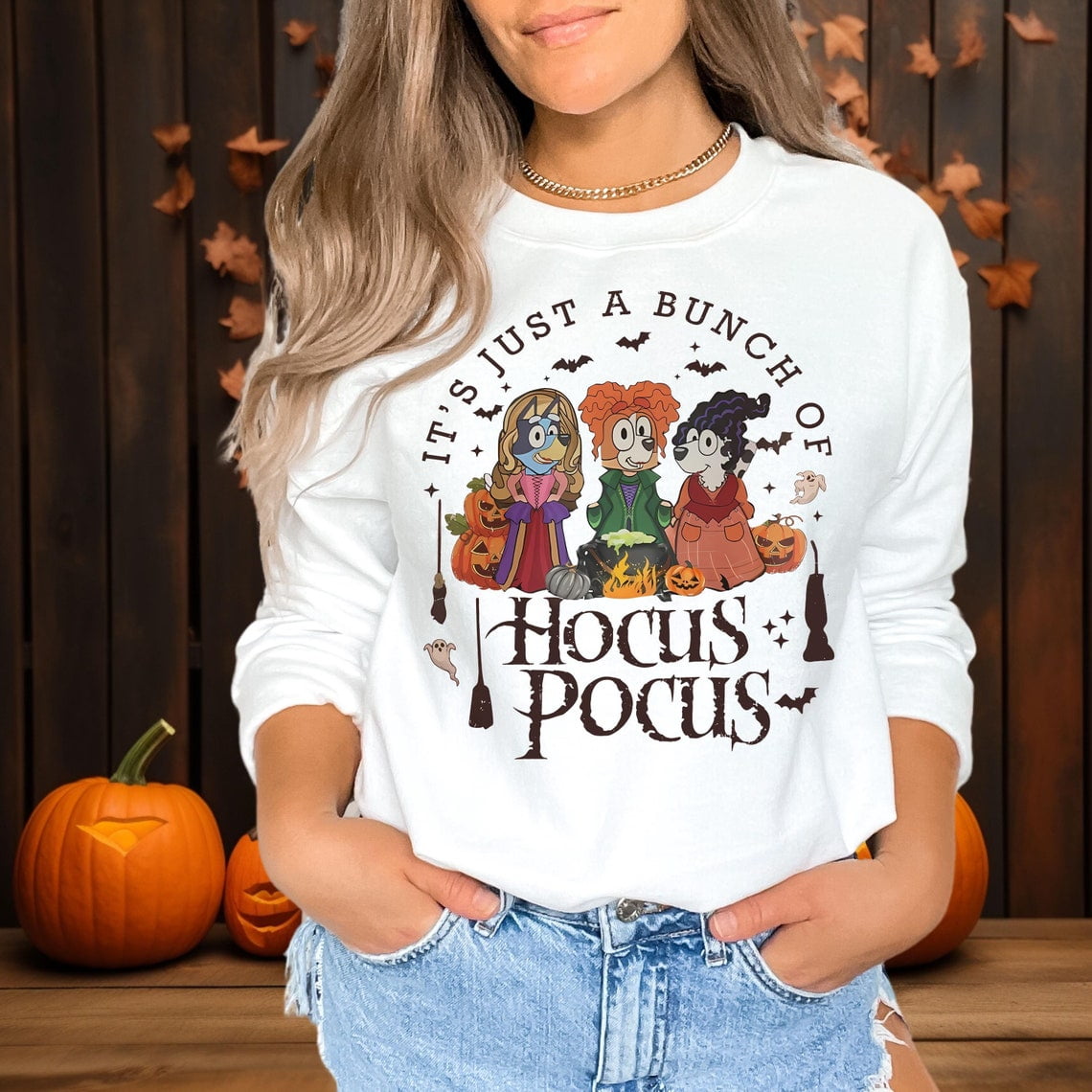 Bluey It'S Just A Bunch Of Hocus Pocus Shirt, Spooky Season Pumpkin Tee, Unisex S-5Xl Hot ...