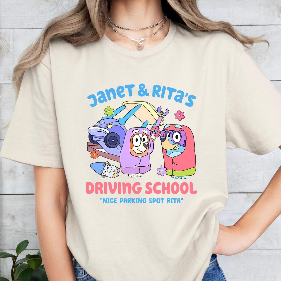 Bluey Janet And Rita Driving School Shirt, Nice Parking Spot Rita Tee ...