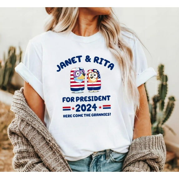 Bluey Janet And Rita For President 2024 Election Shirt, Bluey Lovers ...