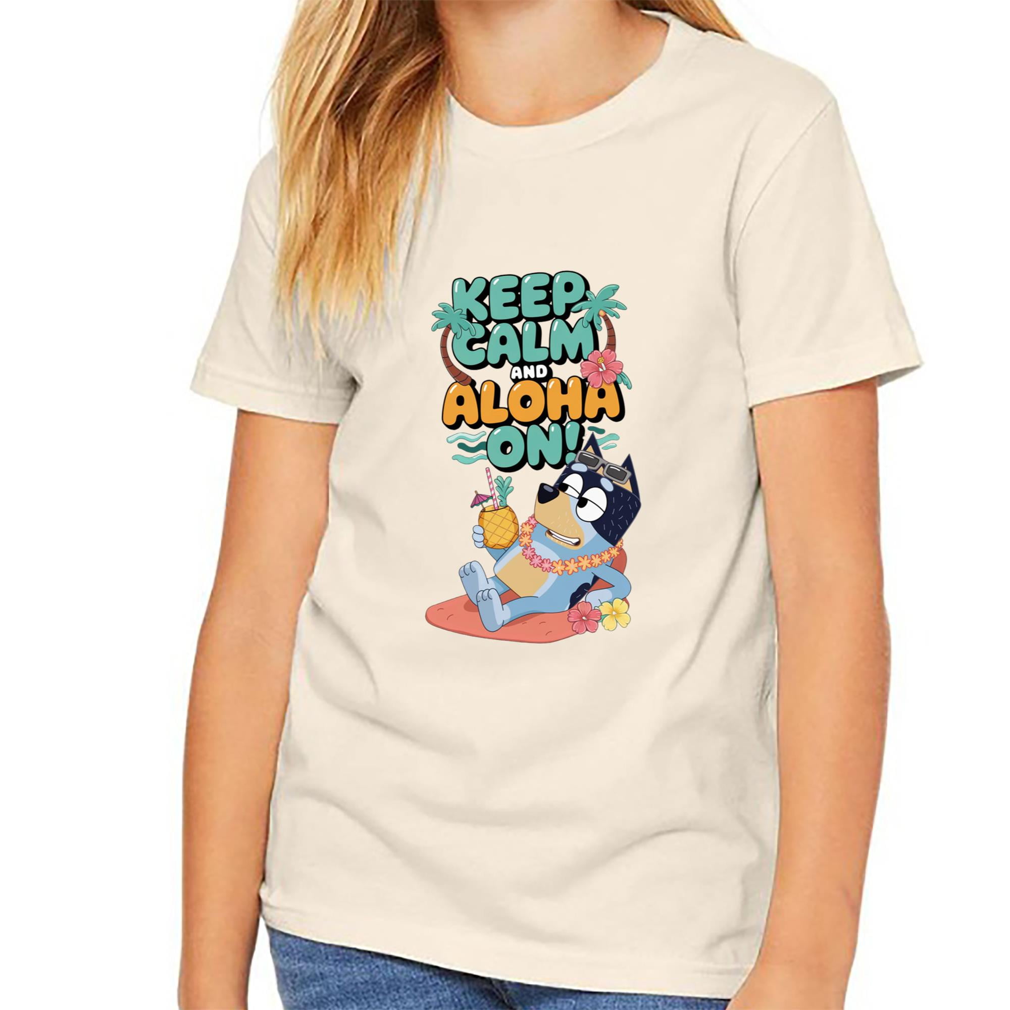 Bluey Keep Calm And Aloha On With Chill Cartoon Pup, Island Vibes Design For Kids Who Love Peace ...