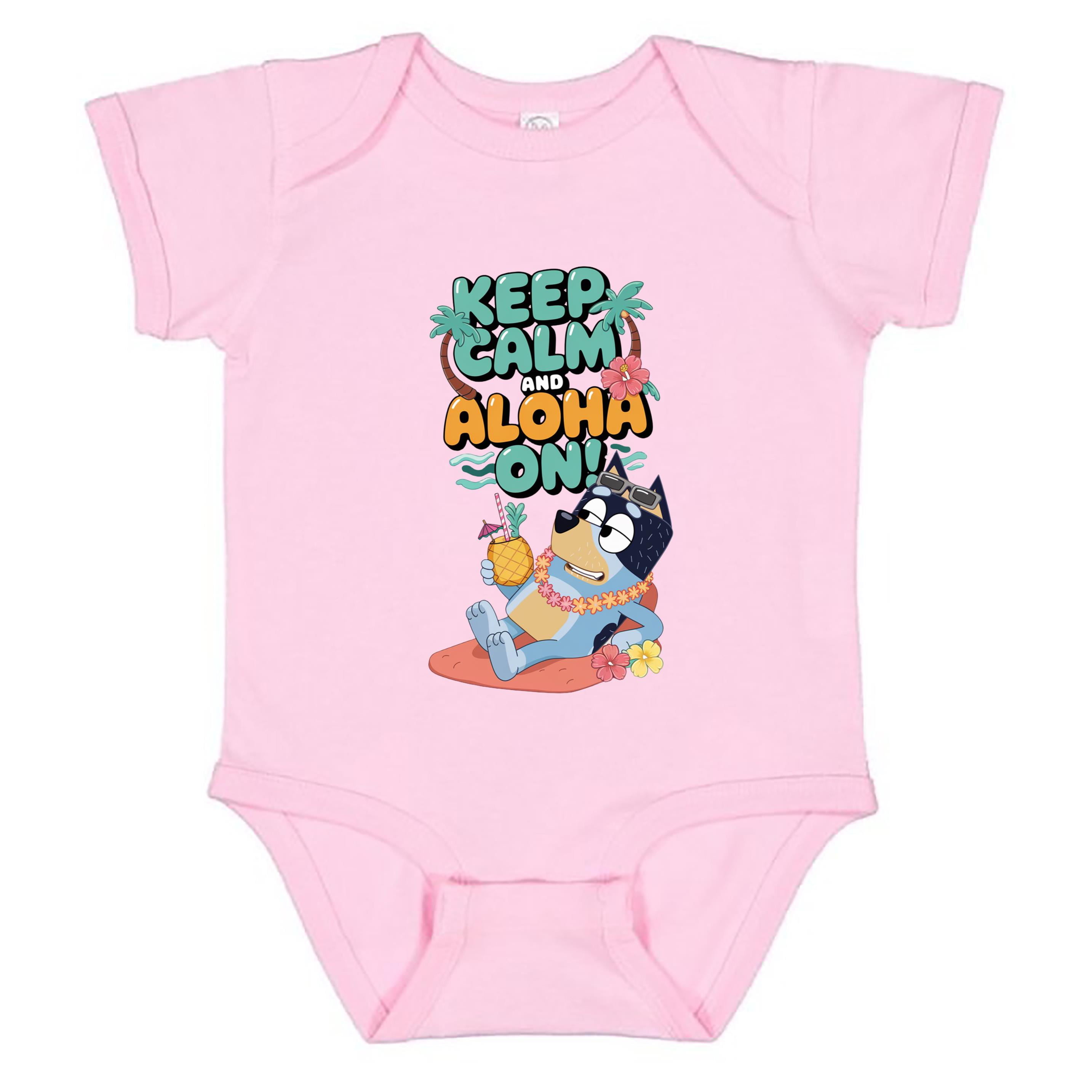 Bluey Keep Calm and Aloha On, Cute Hawaiian Cartoon Dog, Fun Relaxing ...