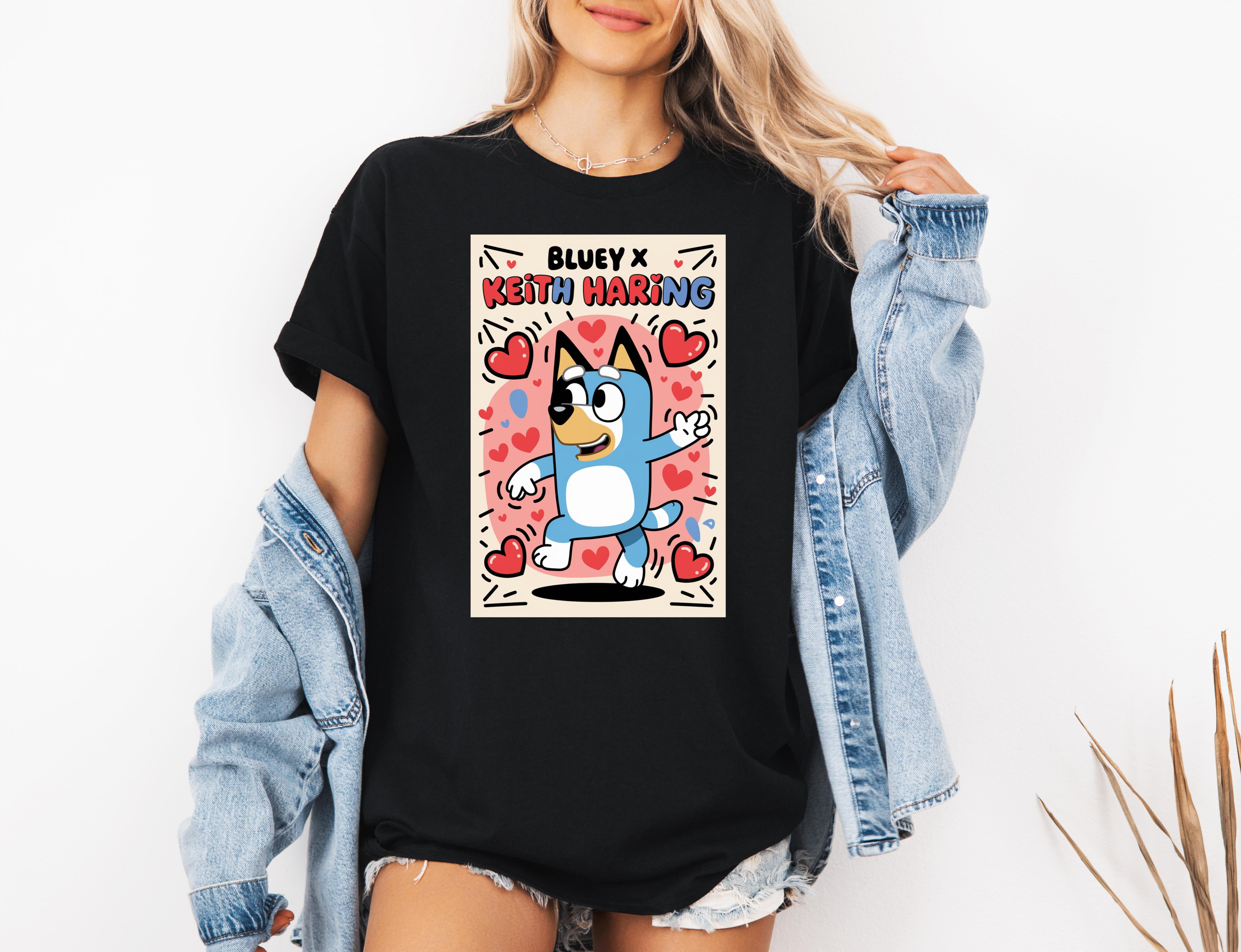 Bluey Keith Haring-Inspired Bluey T-shirt, White Background Design ...