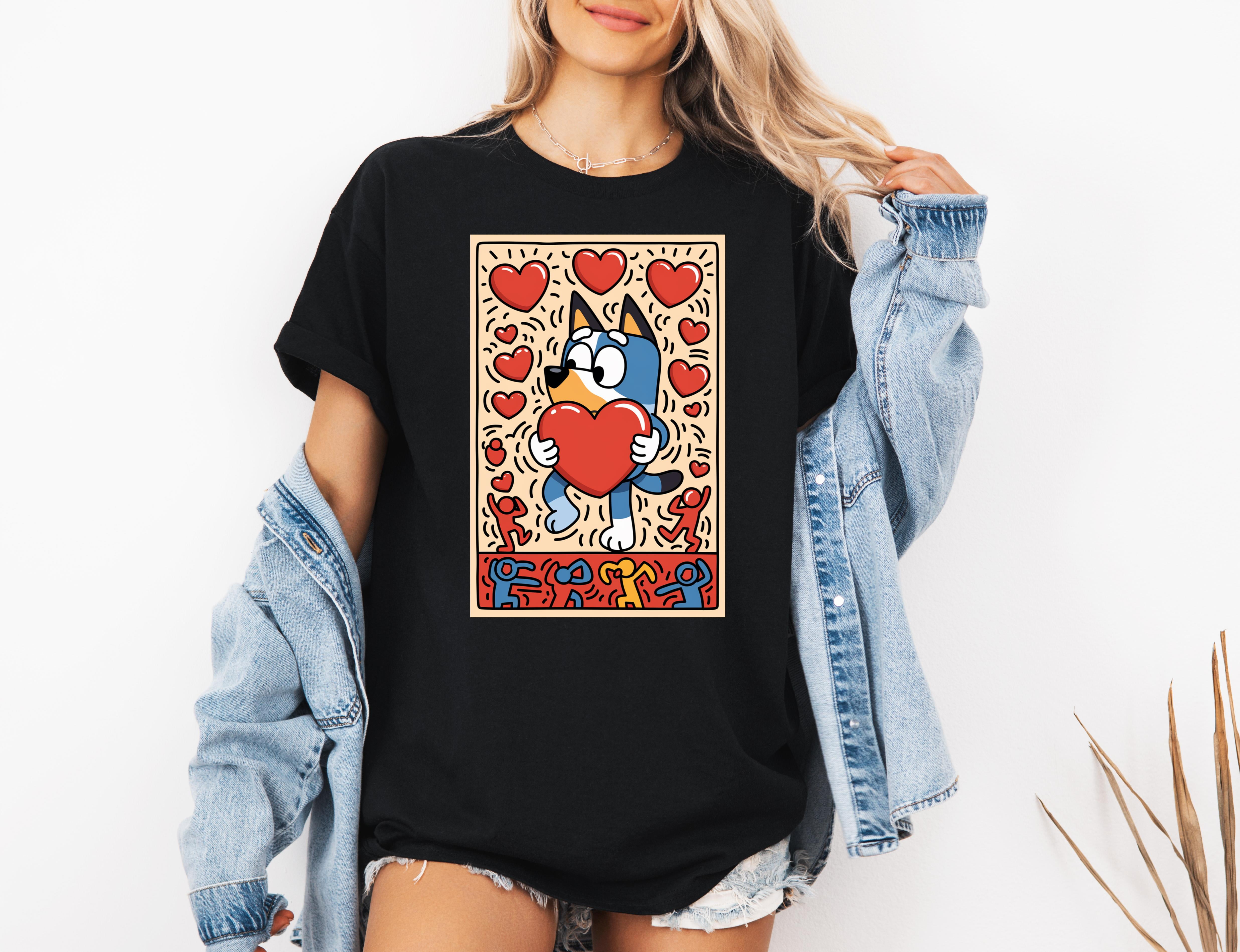 Bluey Keith Haring-Inspired Bluey T-shirt, With Background Design ...