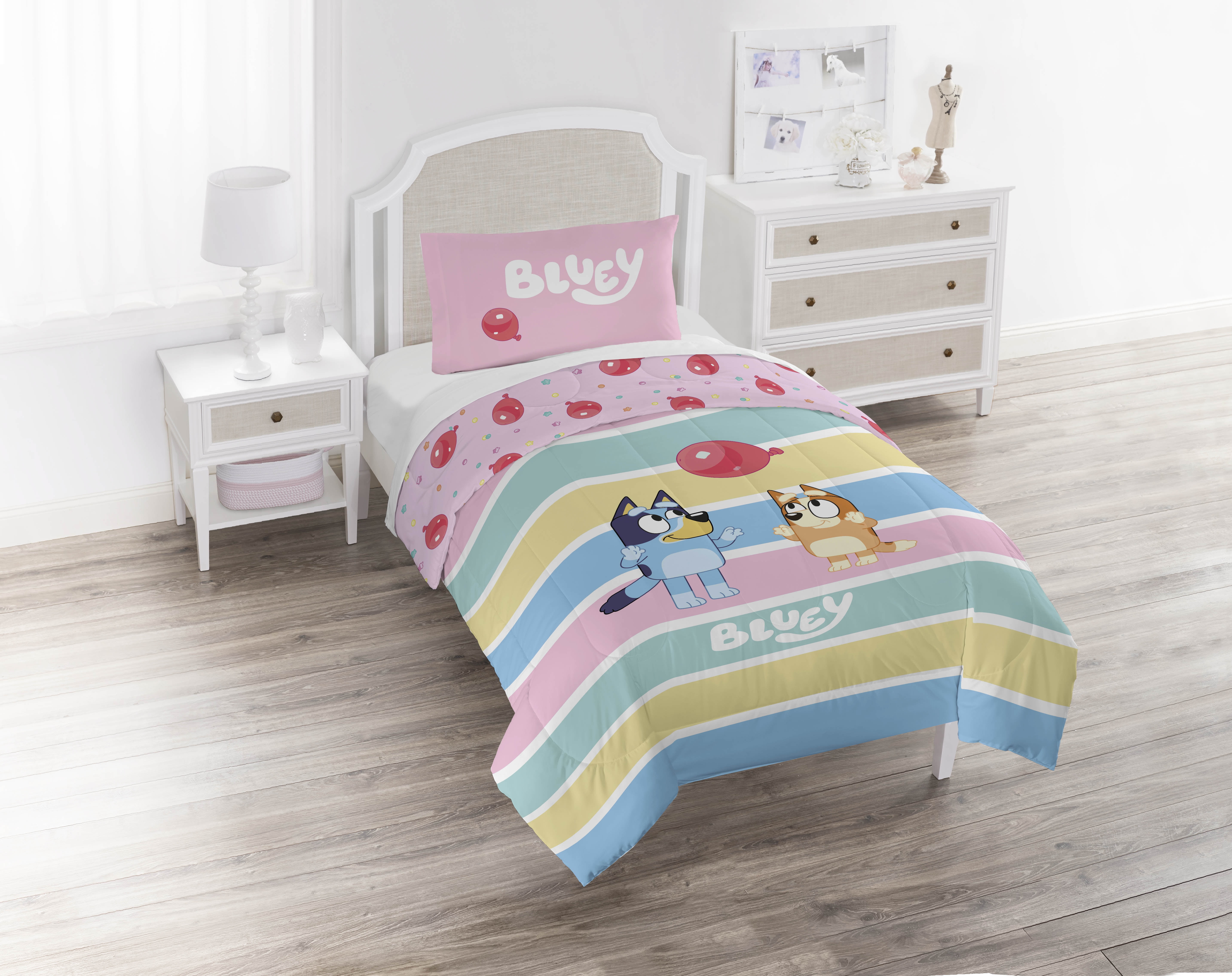 Bluey Kids 2-Piece Twin/Full Reversible Comforter and Pillowcase Bed ...