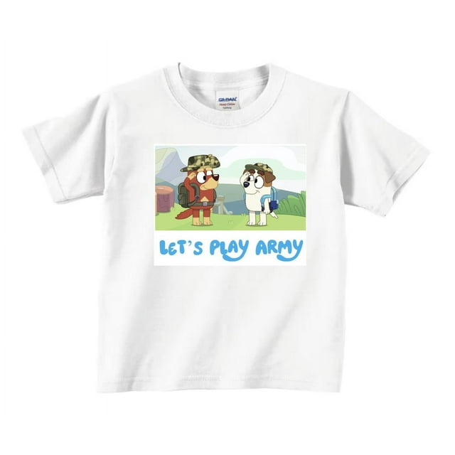 Bluey Let's Play Army Rusty and Jack, Fun Cartoon Design, Bella Canvas ...