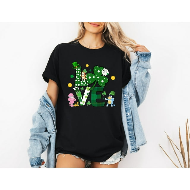 Bluey Love Shirt, Happy St. Patrick'S Day Shirt, Lucky Shamrock Tee, Irish Day Gift, Unisex S ...