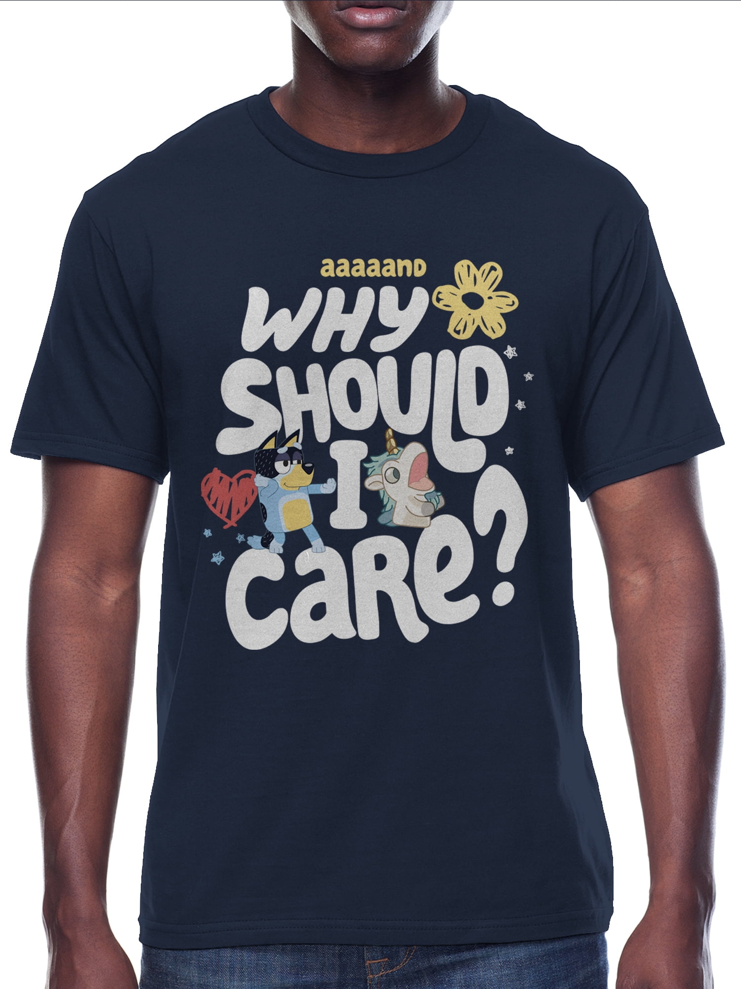 Bluey, Men's & Big Men's Graphic Tee, Why Should I Care?, Sizes S-3XL ...